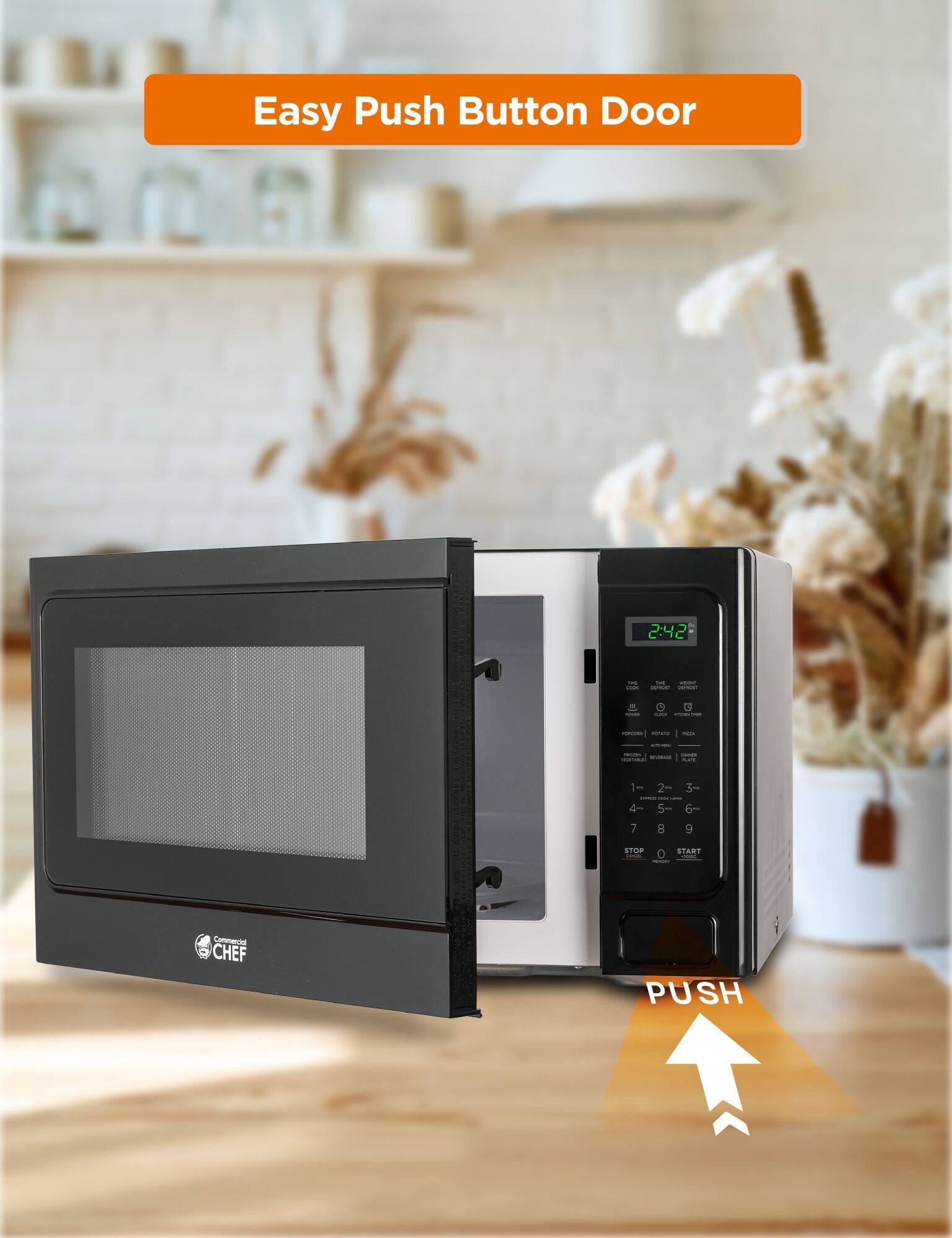 Commercial Chef Microwave 1.3 Cu Ft with 10 Power Levels, Push Button ...