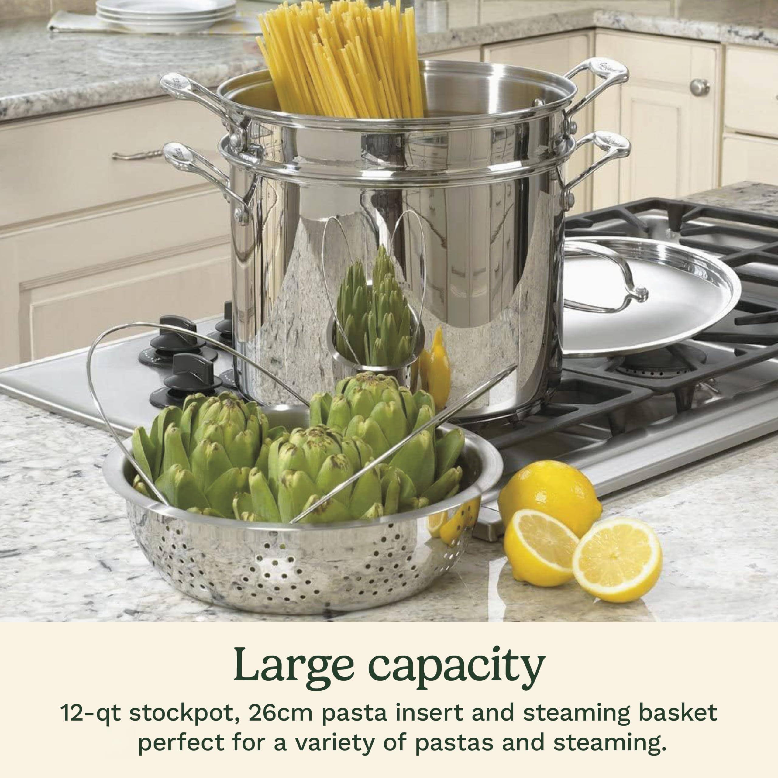 DEL OLMO ASSOCIATES 4 Piece 12 Qt Stainless Pasta/Steamer Set, Even ...