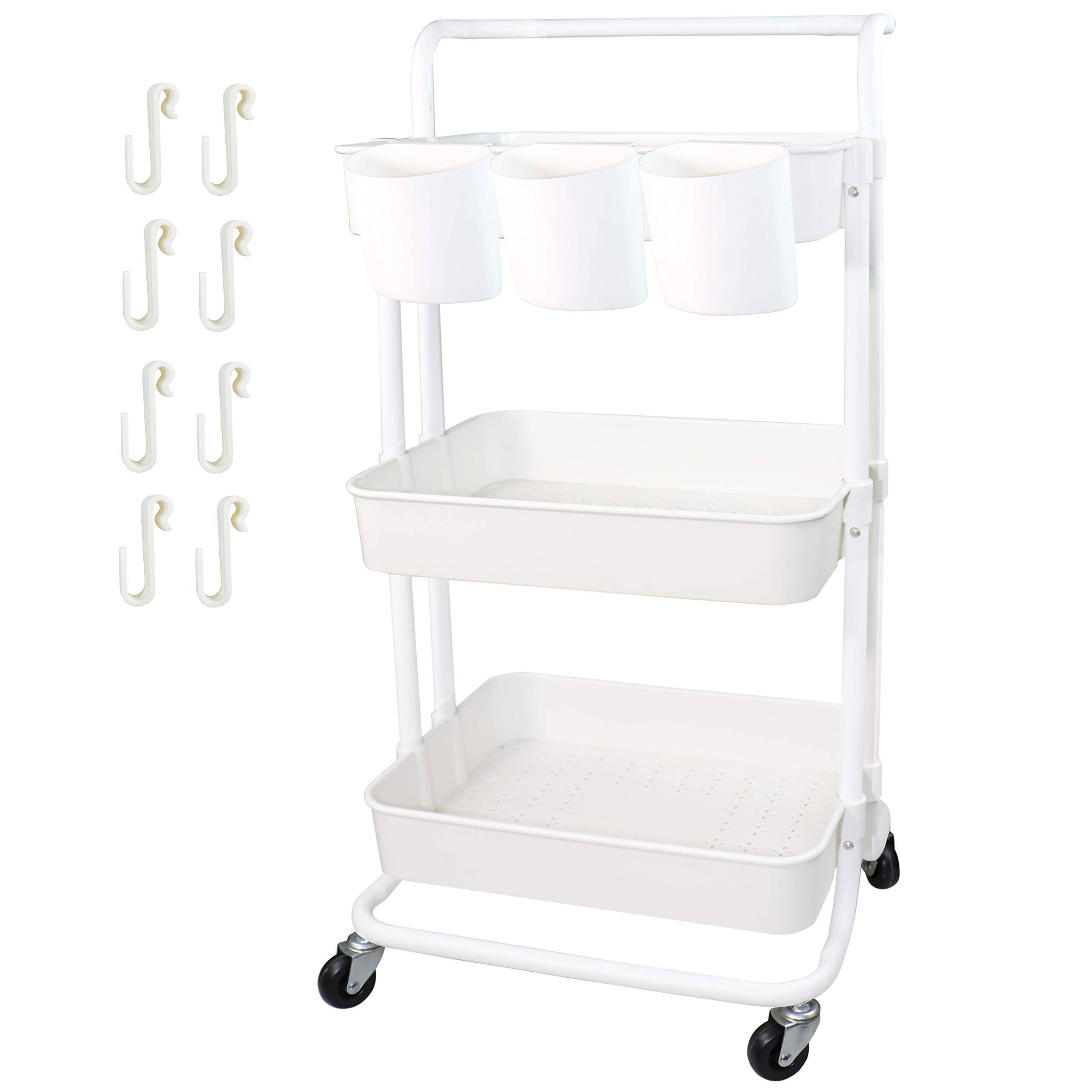 JETRANSPORT 3 Tier Utility Rolling Cart Multifunction Organizer Shelf ...