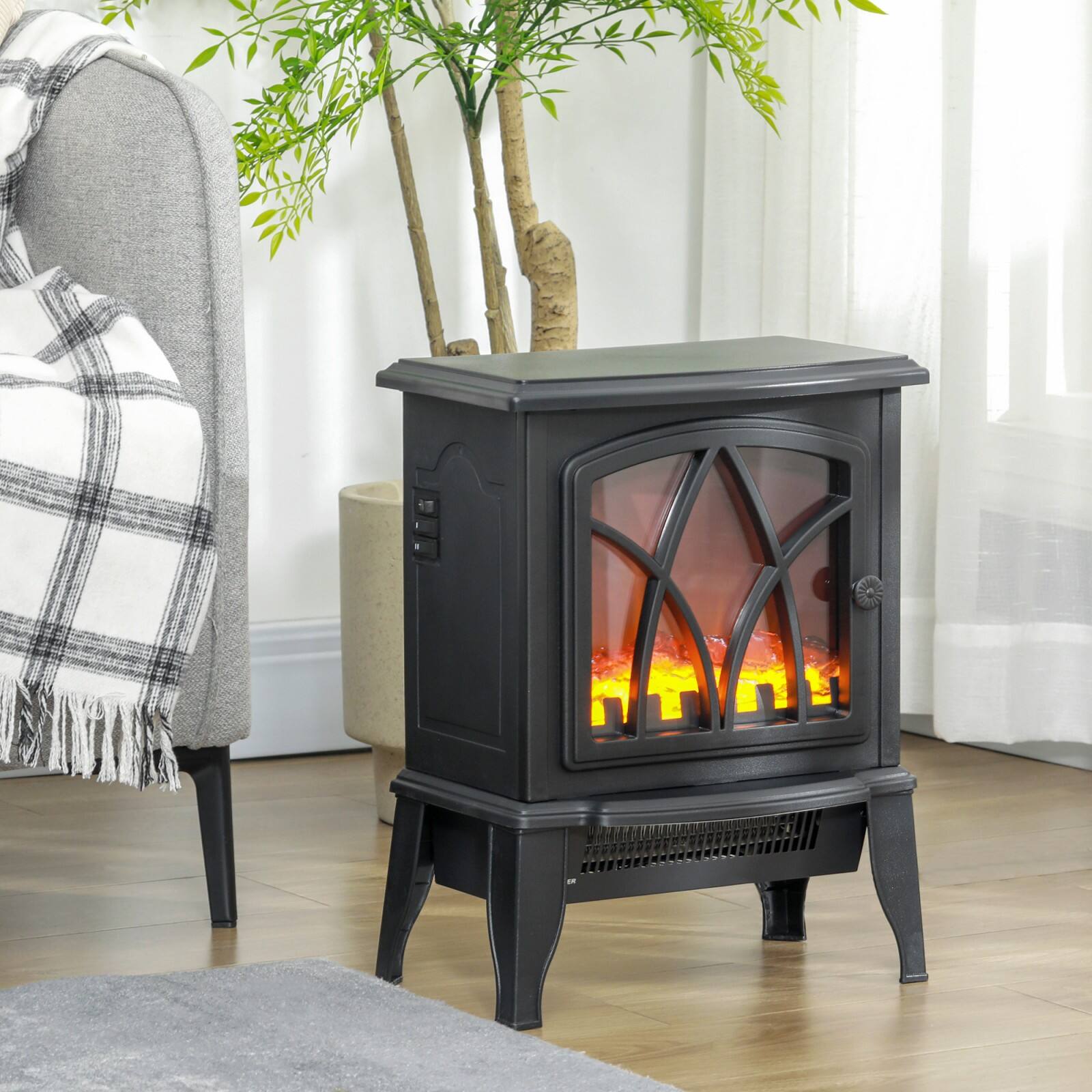 Ecooso Electric Fireplace, 18" Freestanding Fireplace Heater with ...