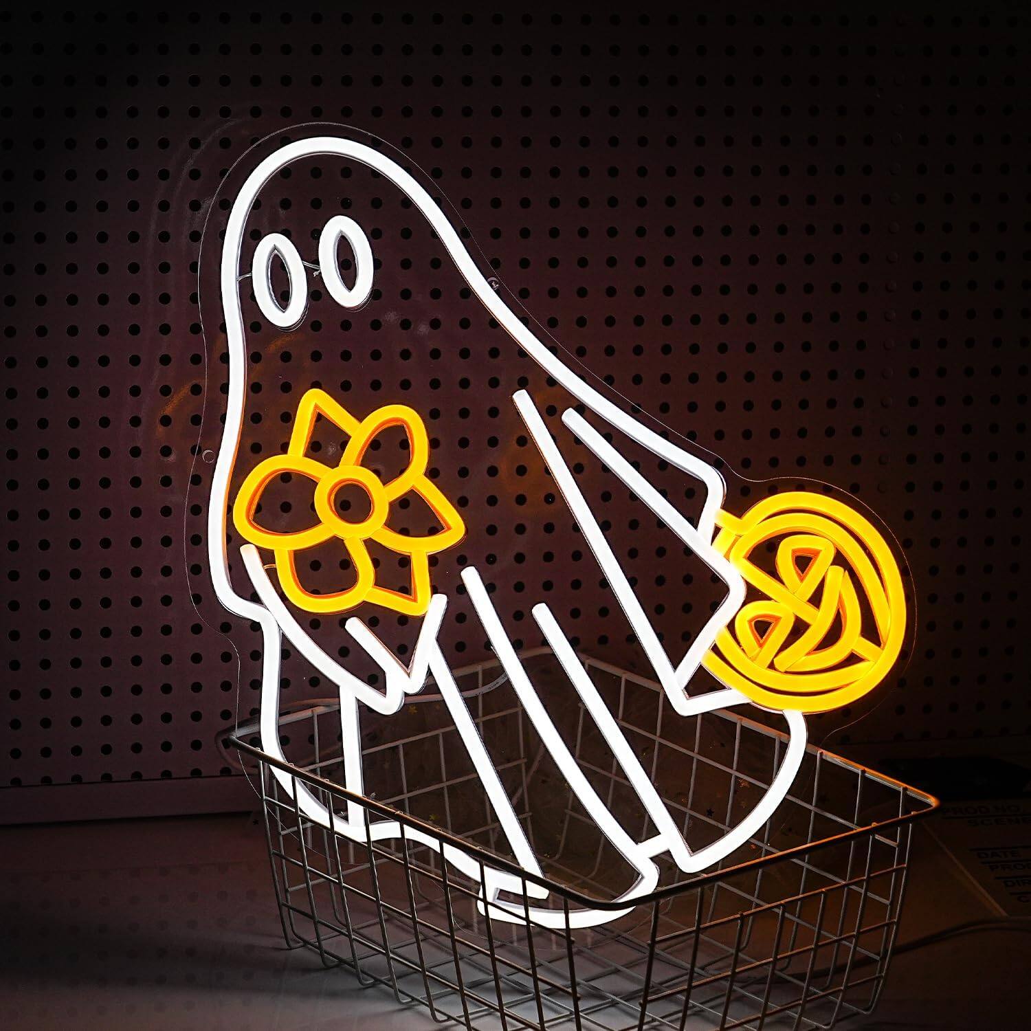 Auledio Ghost Neon Sign for Wall Decor Dimmable USB Powered Pumpkin Led ...