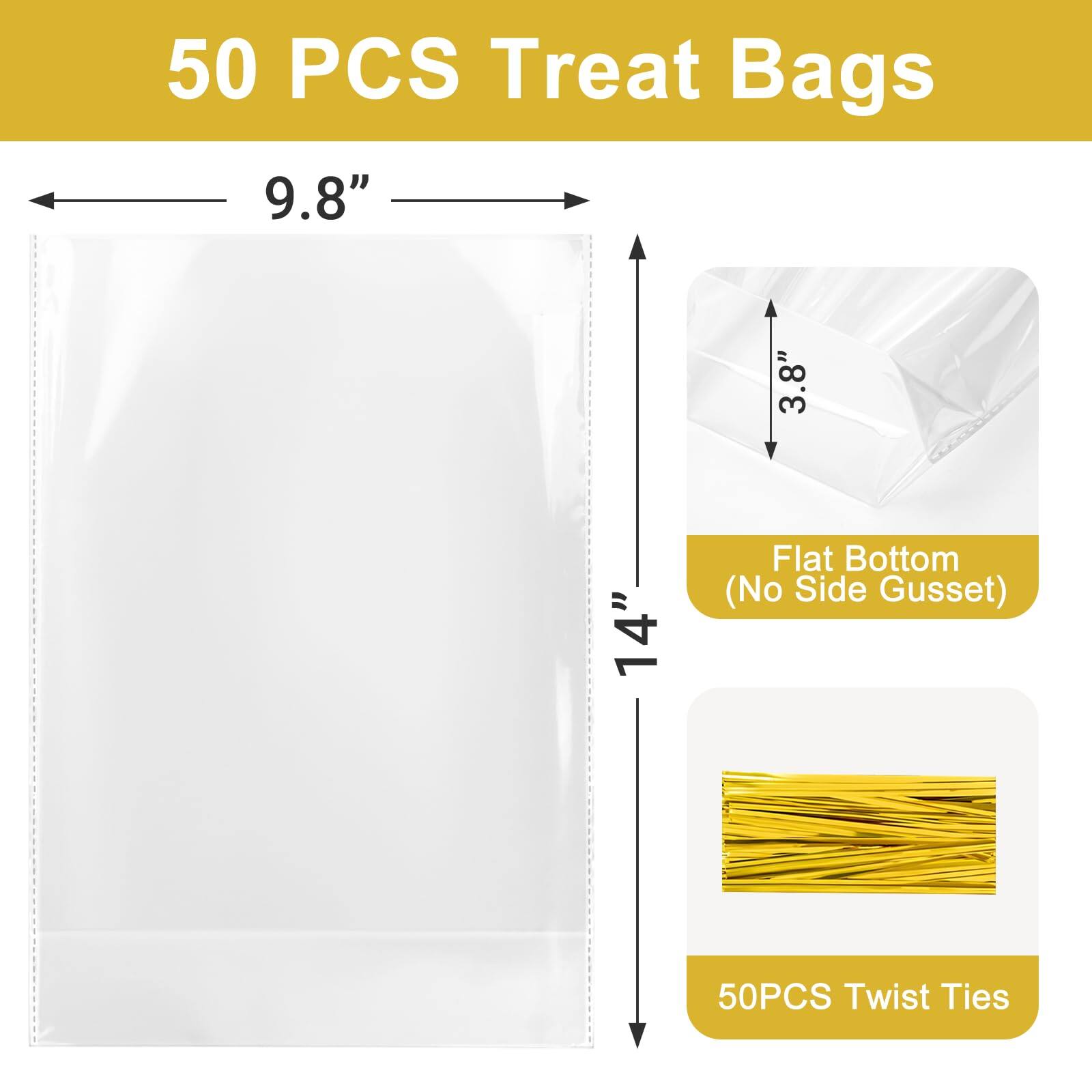 Paradigms Interiors Flat Bottom Cellophane Bags 9 8" Clear Goodie ...