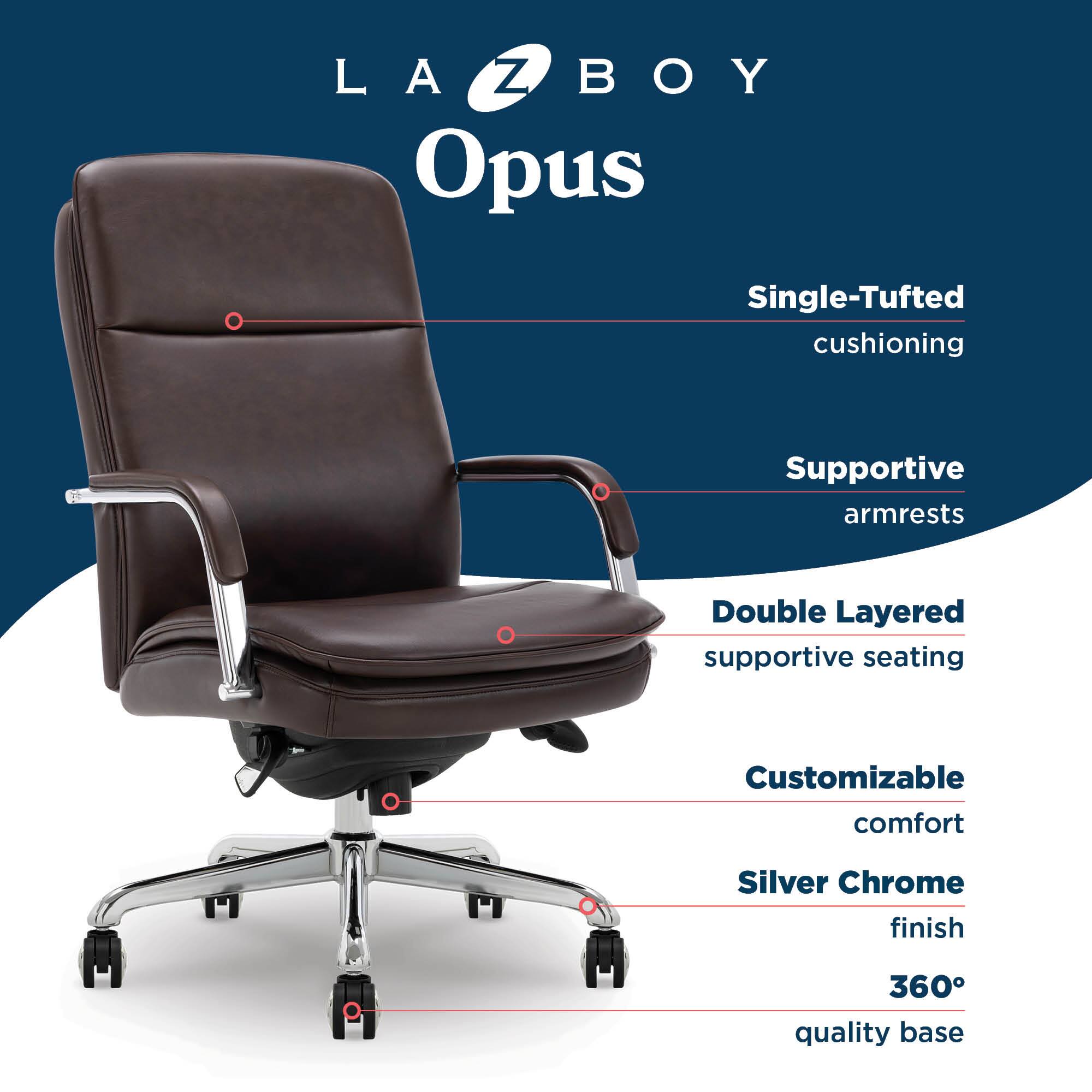 La Z Boy Opus Executive Mid Back Bonded Leather Office Chair Dark Brown ...