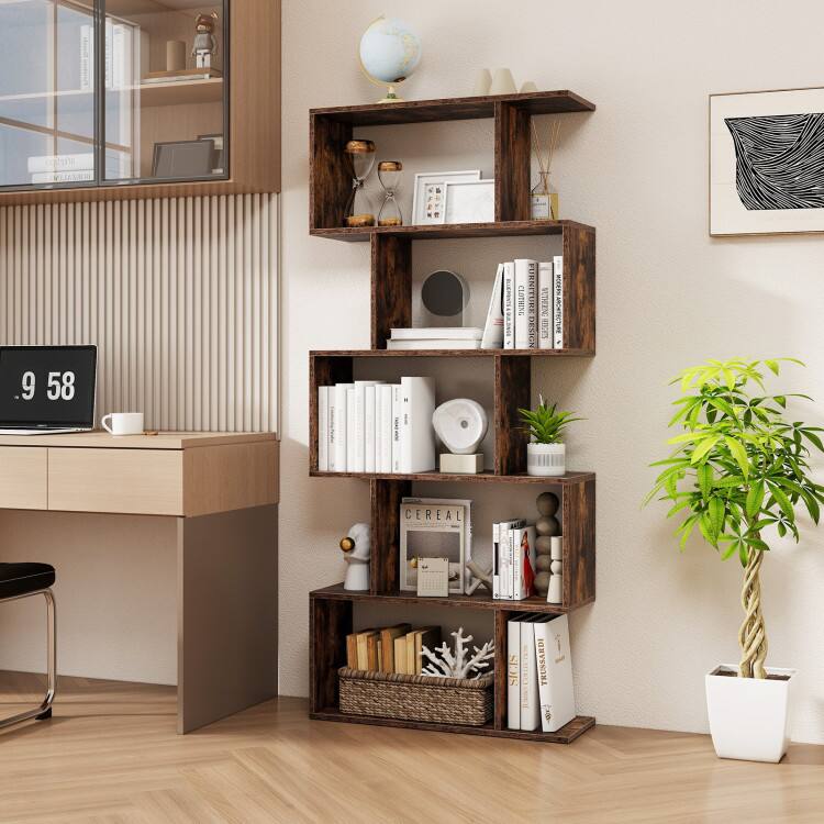 SlickBlue Tall 5 Tier Bookcase with Anti Tip Device for Home Office or ...