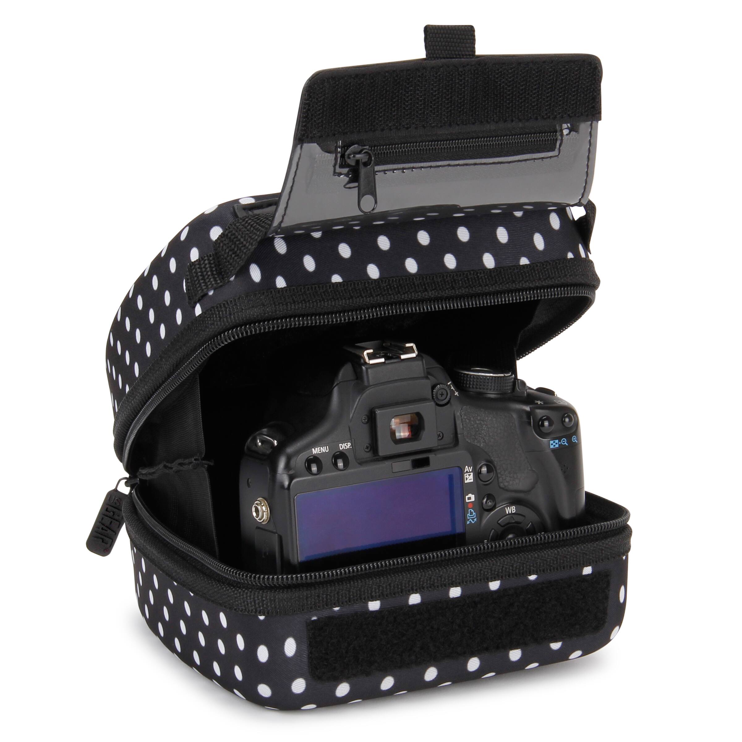USA Gear Quick Access DSLR Hard Shell Camera Case w/ Accessory Storage ...