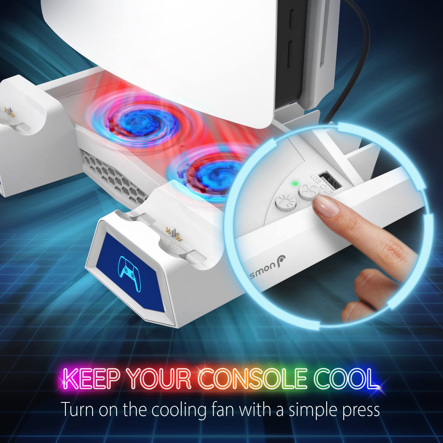 Fosmon For PS5 Cooling Station with PS5 Controller Charger Station For ...