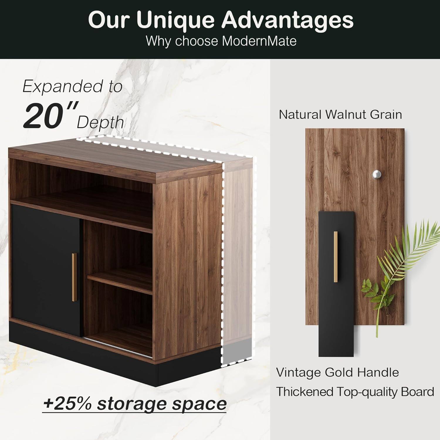 ModernMate Modern Wood Accent Cabinet with Sliding Door, Adjustable ...