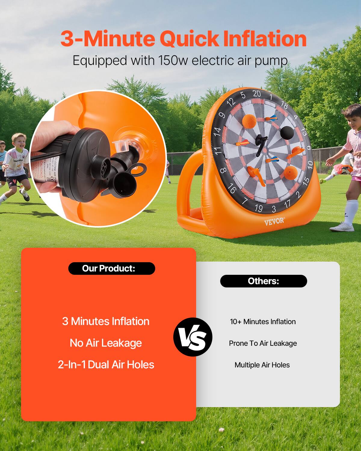 VEVOR Inflatable Soccer Dart Board, over 6 ft High Giant Soccer Dart Board with 4 Kick Balls 6 ...