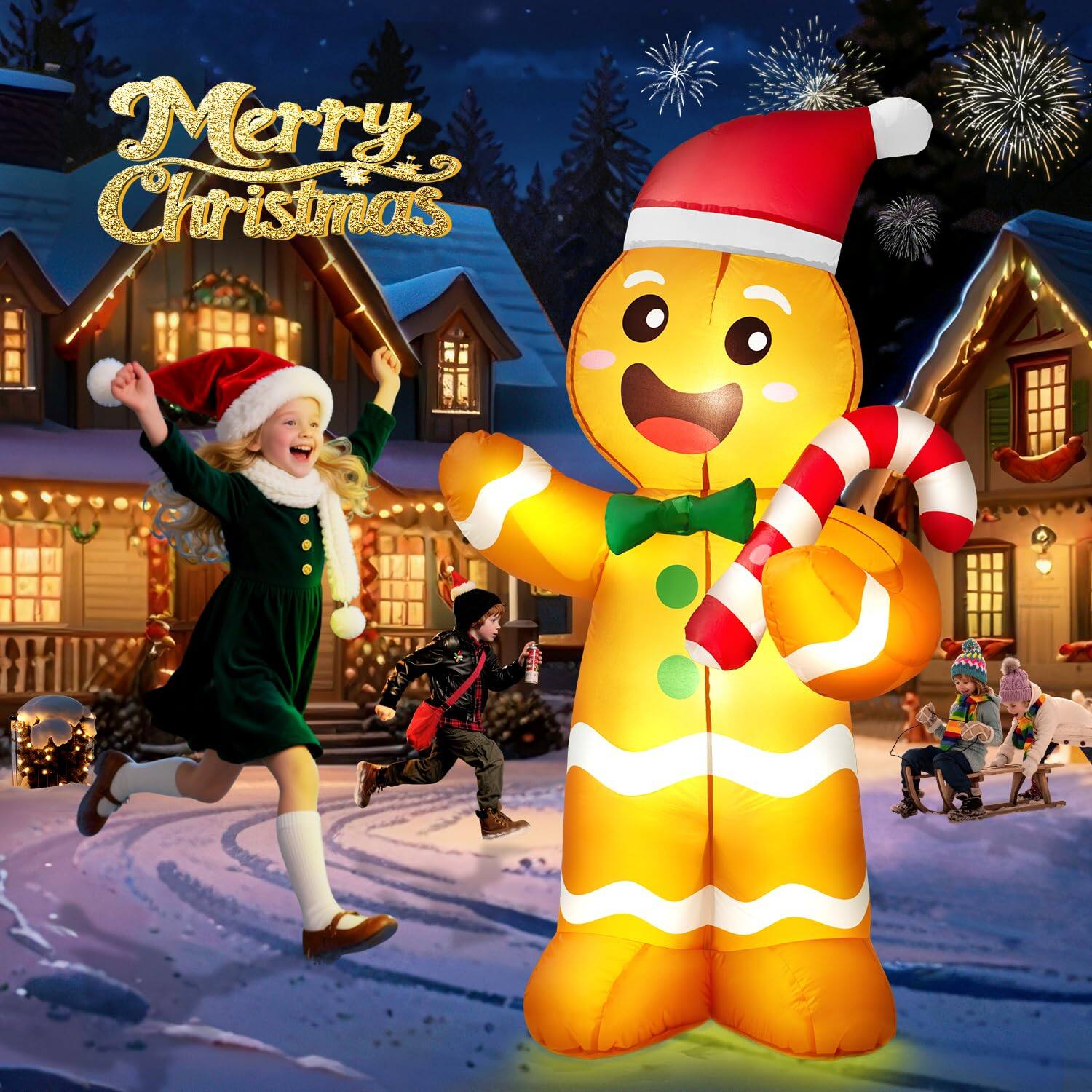 NICHOLAS KLEIN Christmas Inflatables Gingerbread Man Decoration Outdoor ...