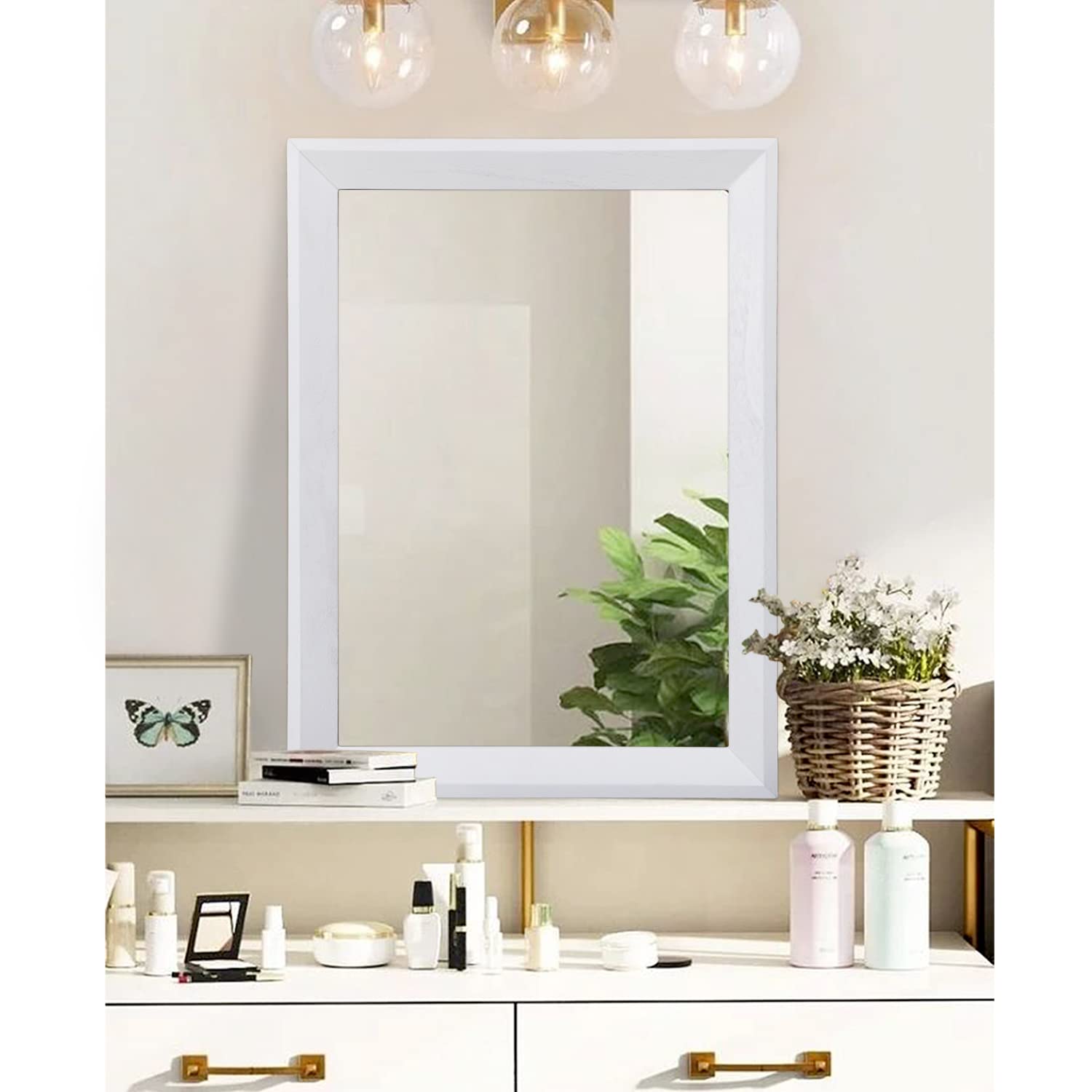 Cedar Assembly Rectangular Wall Mirror Decorative Wood Framed Mirrors 28"x20" For Farmhouse ...