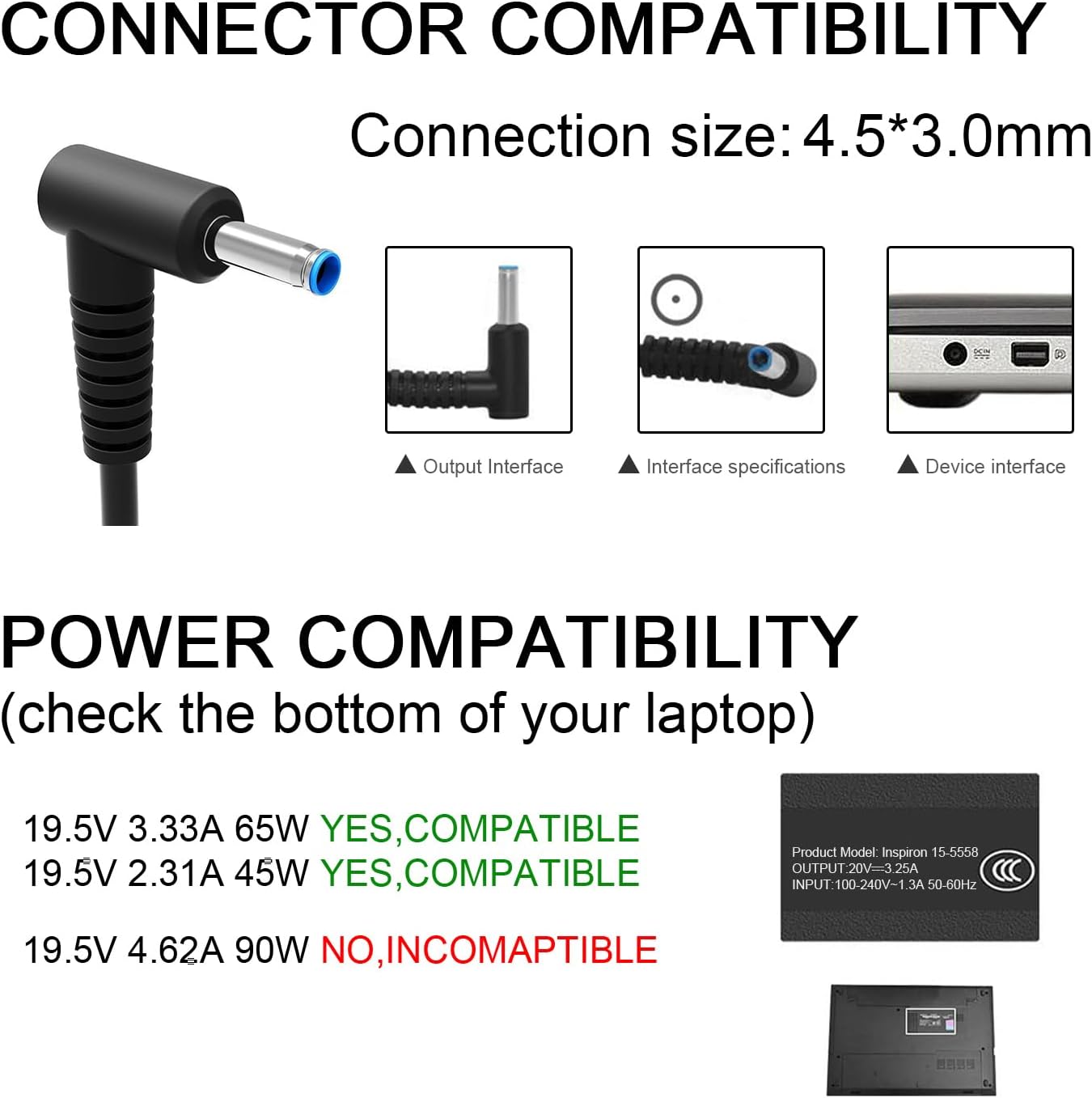 Core Tech 65W / 45W Laptop Charger for HP – Smart Blue Tip Power ...