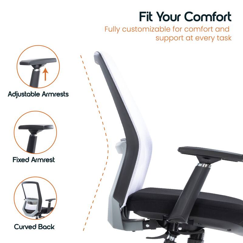 LeisureMod Ingram Mesh Office Desk Chair with Lumbar Support ...