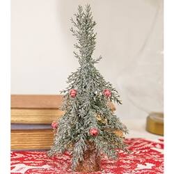 BreeBe Winter Frost Pine Tree w/Red Baubles 10"H Green, Brown, Red ...