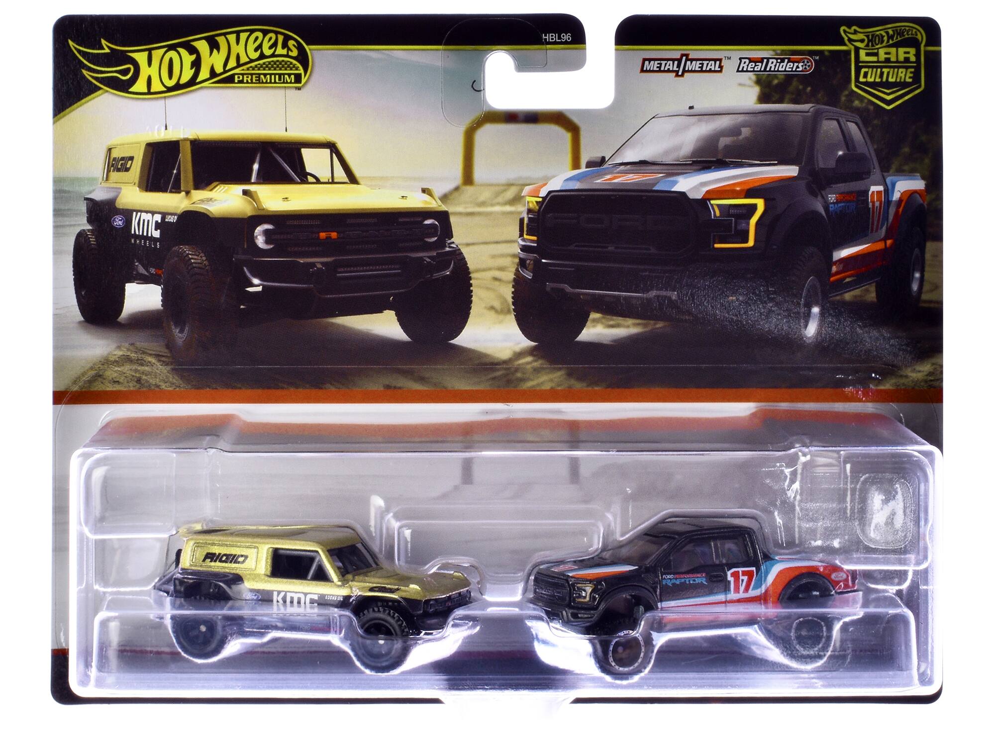 Hot Wheels Ford Bronco R Gold Metallic Black & 2017 Ford F 150 Raptor ...