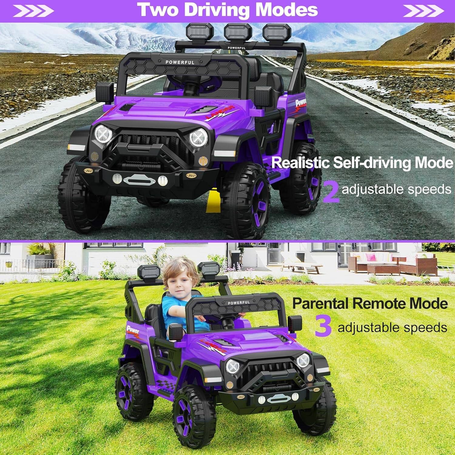 Qeetex 12V Kids Electric Ride On Car with 2.4G Remote Control, 3 Speeds ...