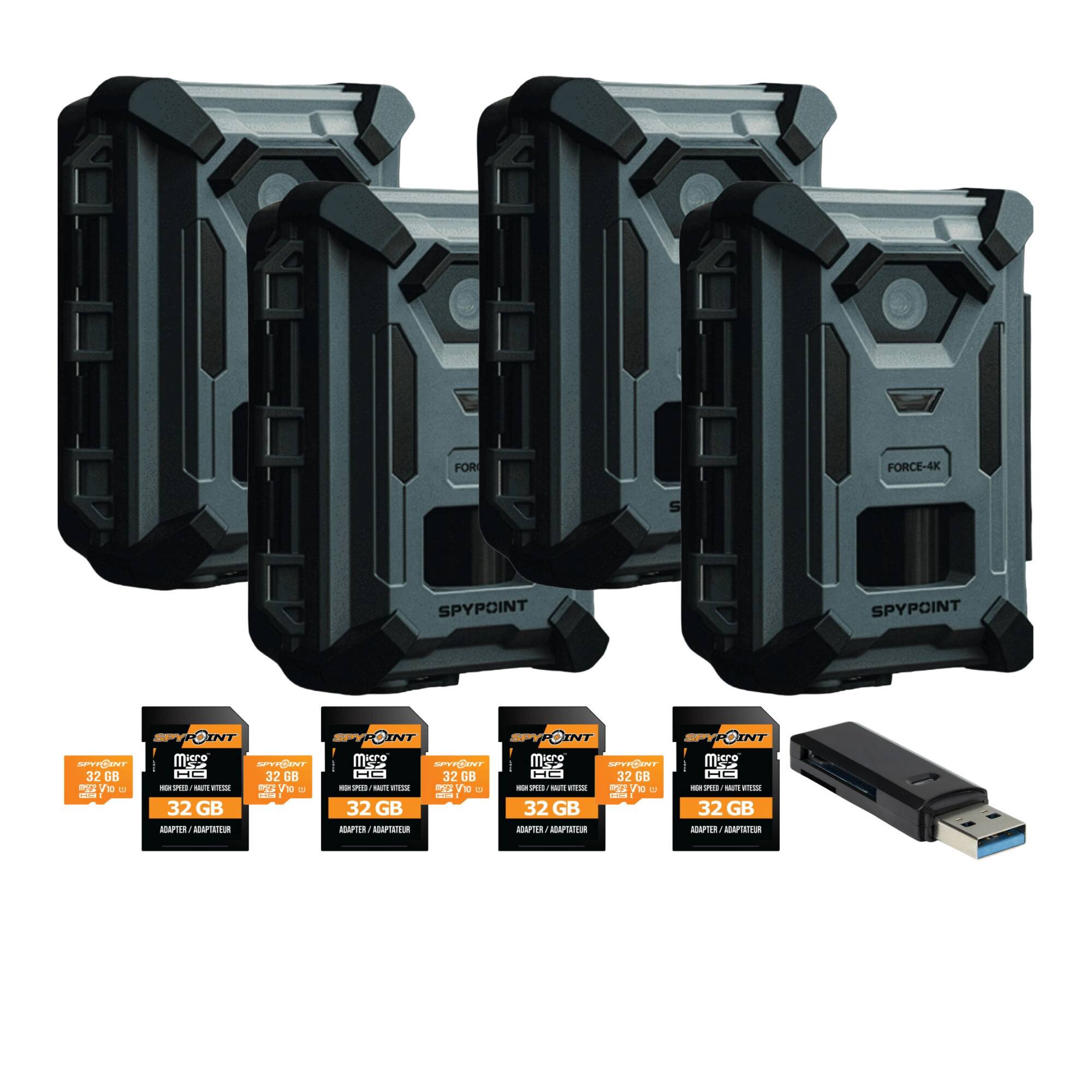 Spypoint Force 40MP 4K Trail Camera (4 Pack) Bundle with Accessories ...