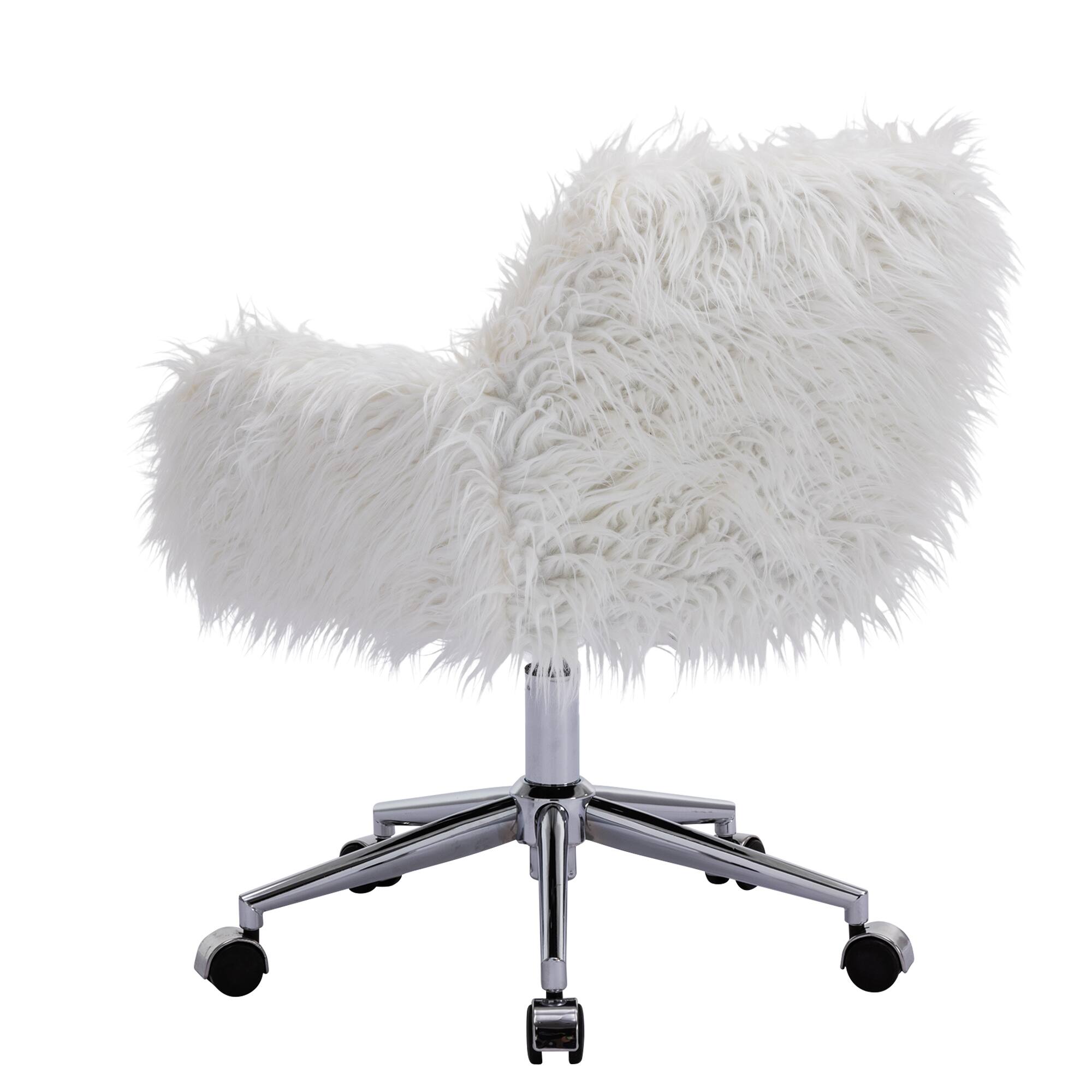 APRILSOUL HengMing Faux Fur Office Chair Fluffy Makeup Vanity Chair ...
