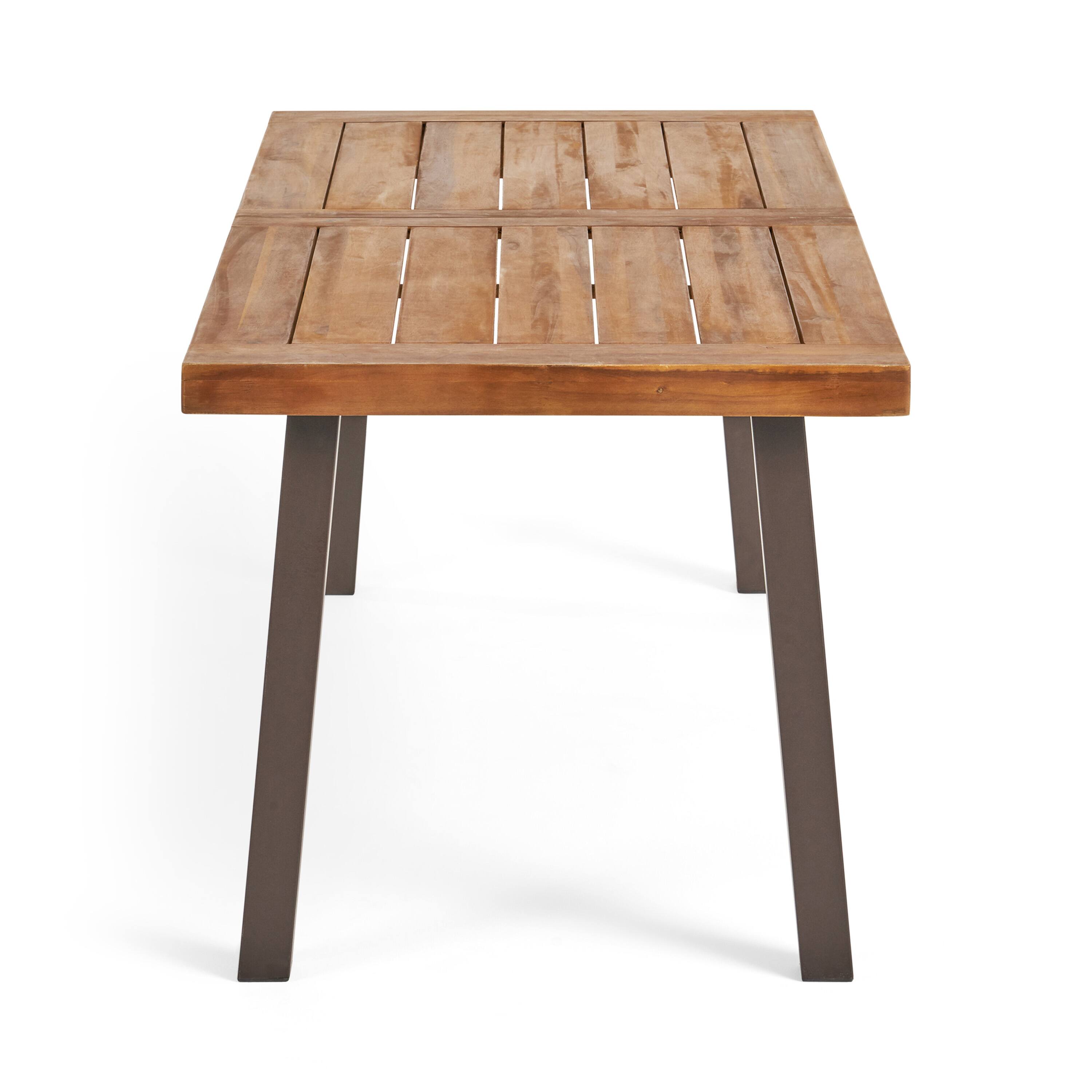 APRILSOUL Modern Industrial Acacia Wood Dining Table 69in Powder Coated ...