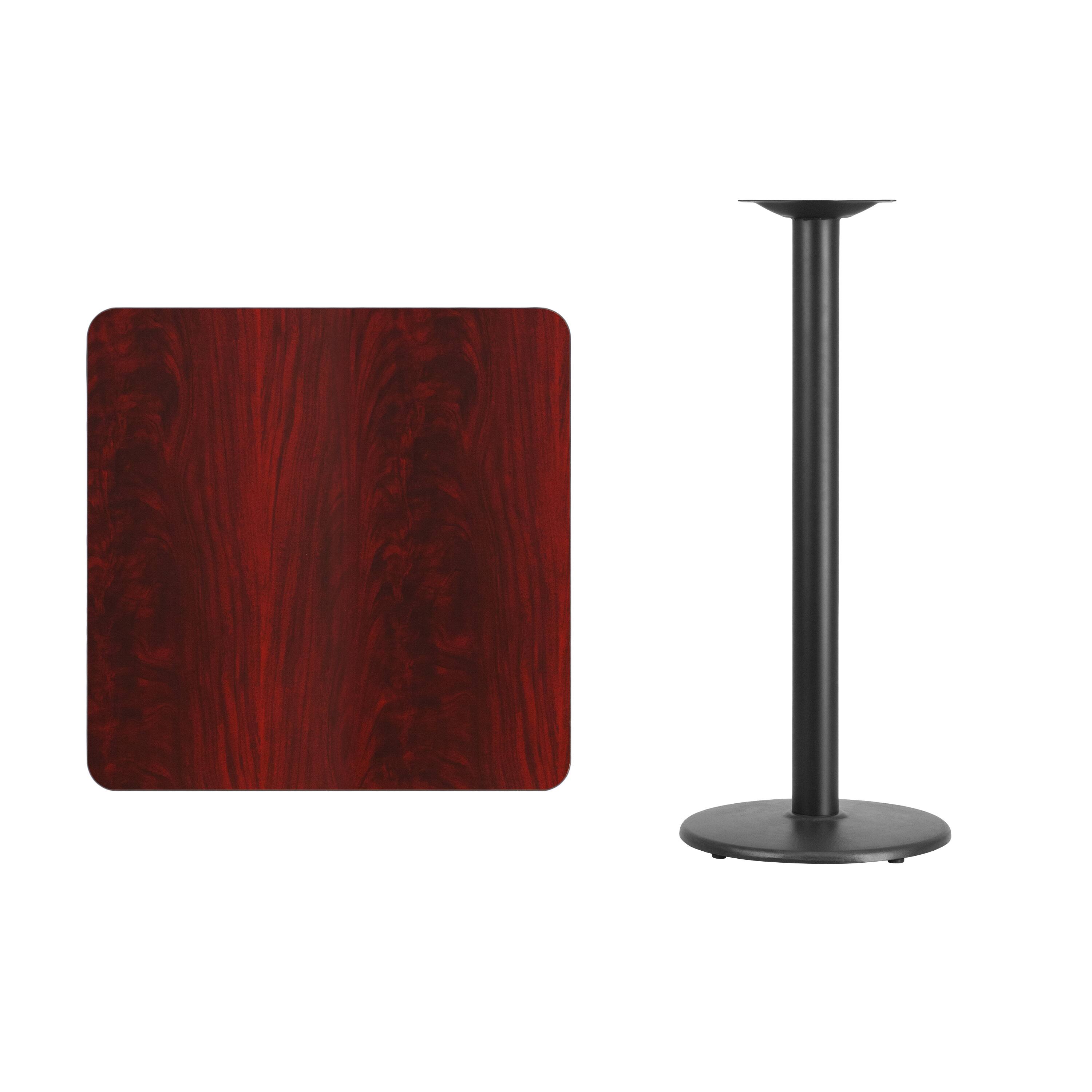 Emma + Oliver 30" Square Laminate Table Top with 18" Round Bar Height ...
