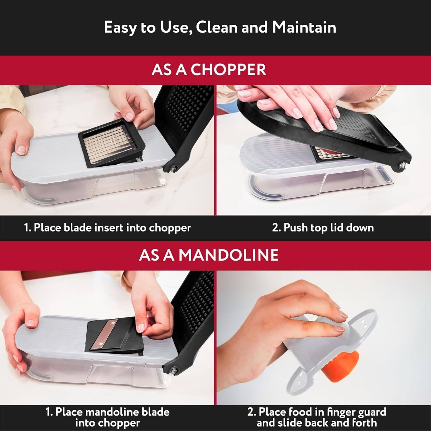 PARKER SLATER 6 in 1 Mandoline Slicer for Kitchen – Vegetable Chopper ...