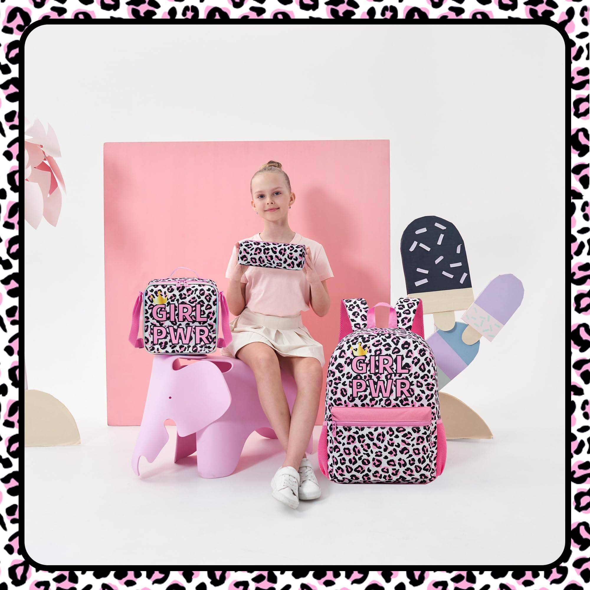 Live At Space Backpack For School With Lunch Box Backpacks Leopard ...