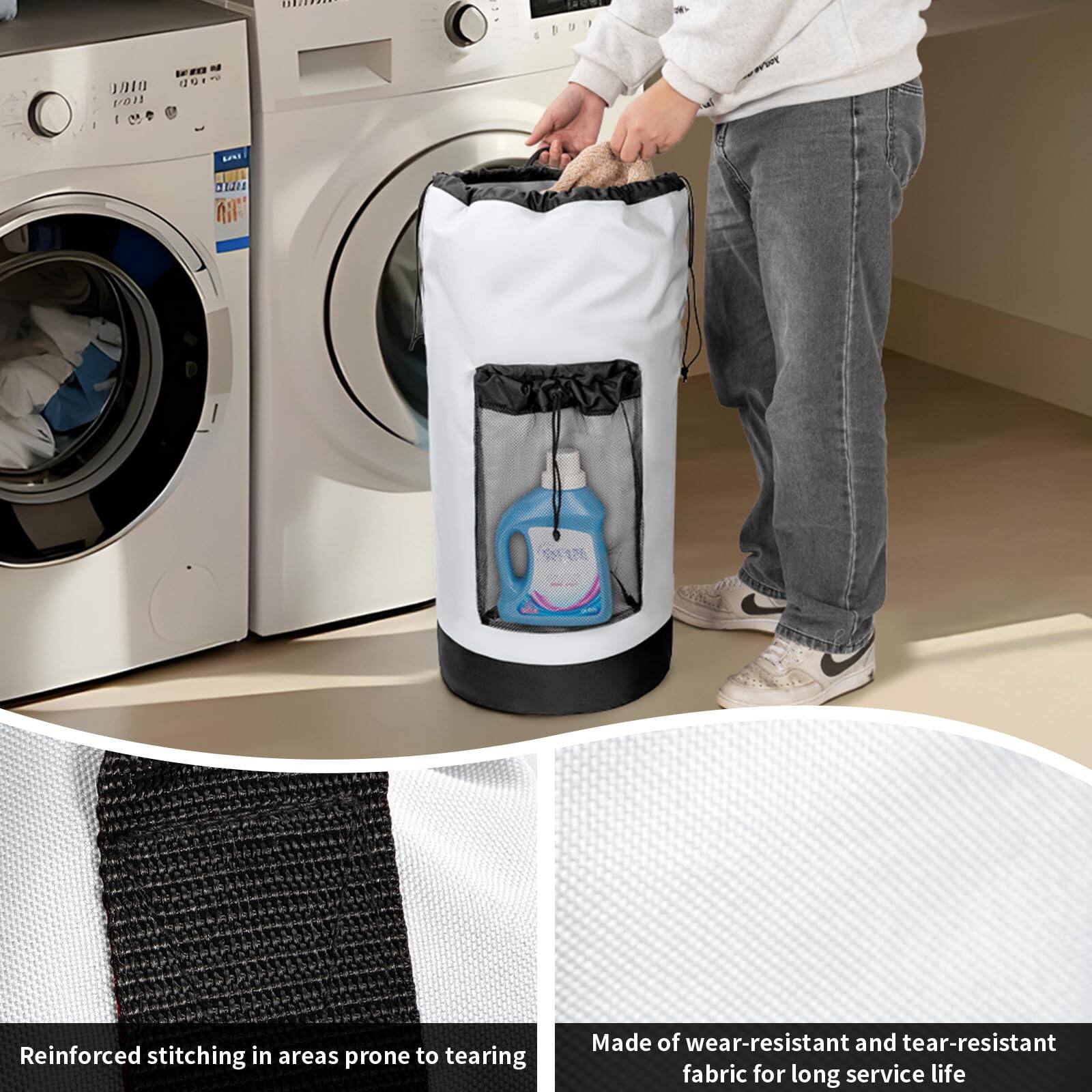 Pacoar Cade Laundry Bag Backpack With Shoulder Straps And Mesh Pocket ...