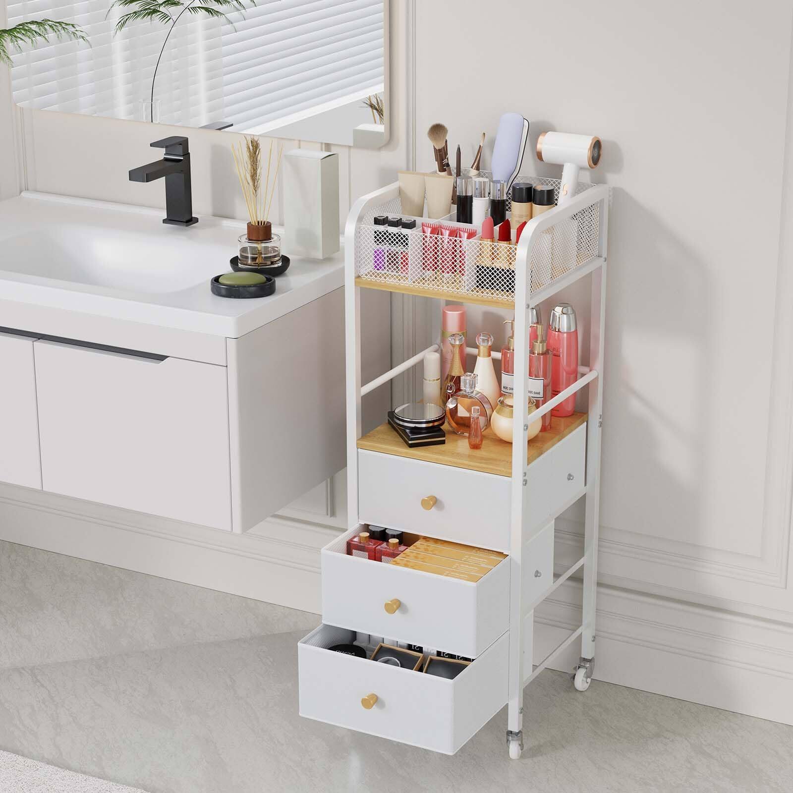 JETRANSPORT Rolling Makeup Cart Organizer Floor Skincare Make Up ...
