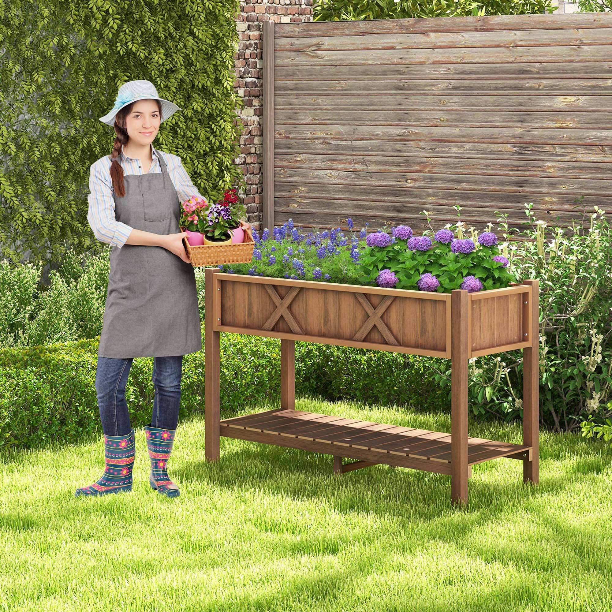 Costway HIPS Raised Garden Bed Poly Wood Elevated Planter Box with Legs ...