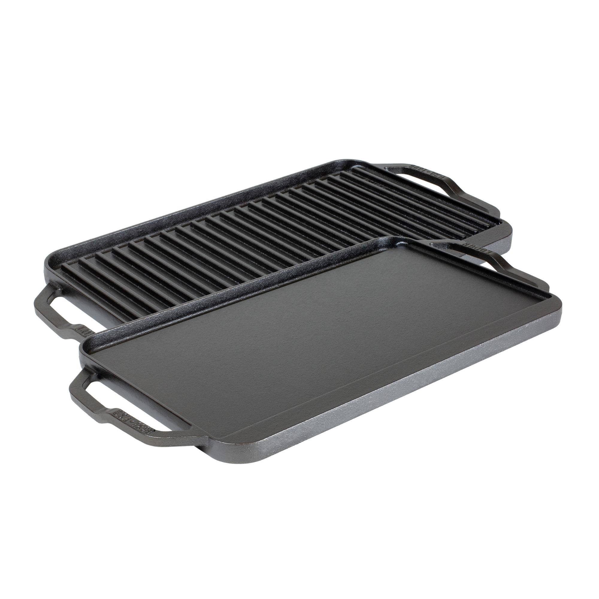 Lodge 19.5" X 10" Cast Iron Reversible Grill/Griddle Double Burner ...