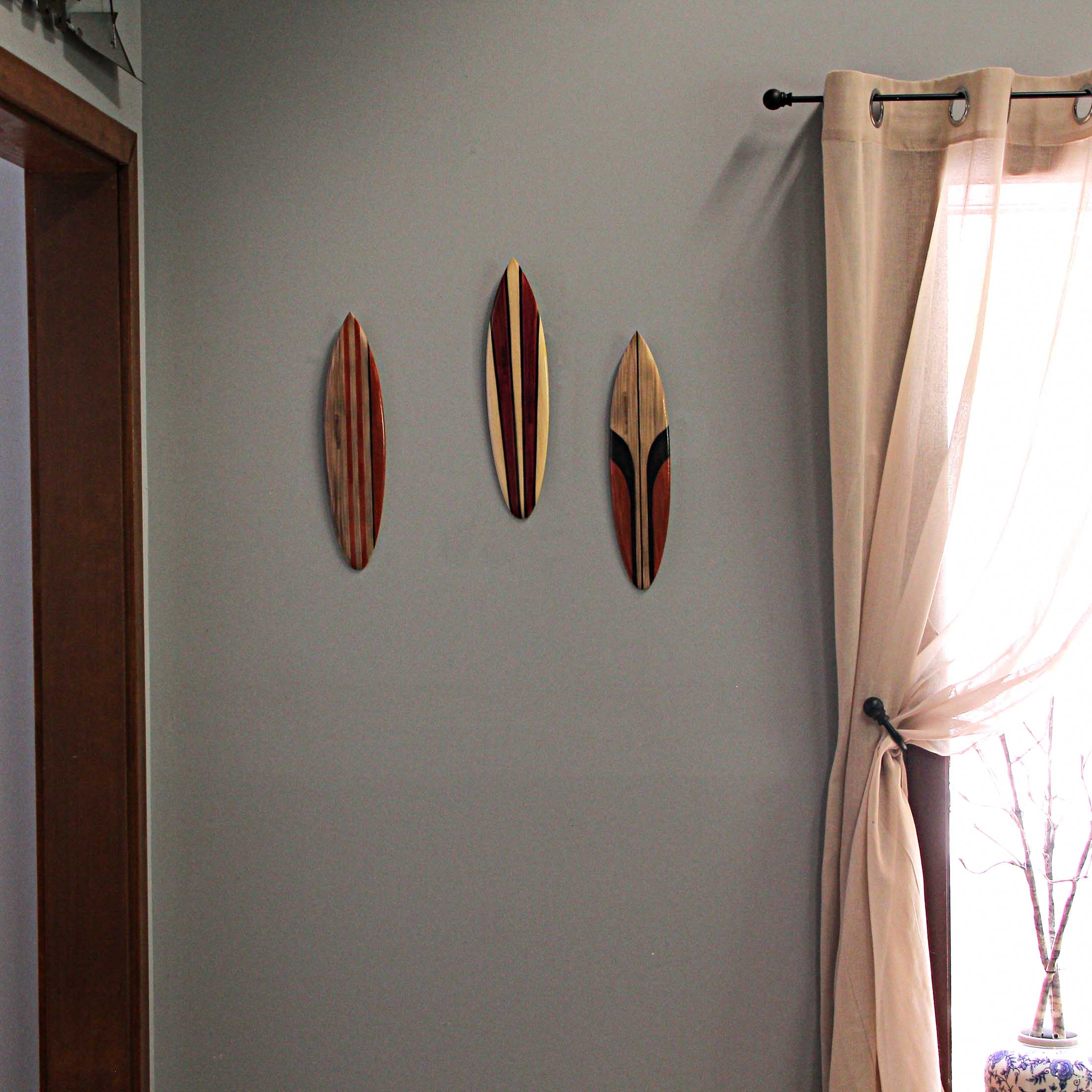 Zeckos 16 In Hand Carved Painted Wooden Surfboard Wall Hanging Decor ...