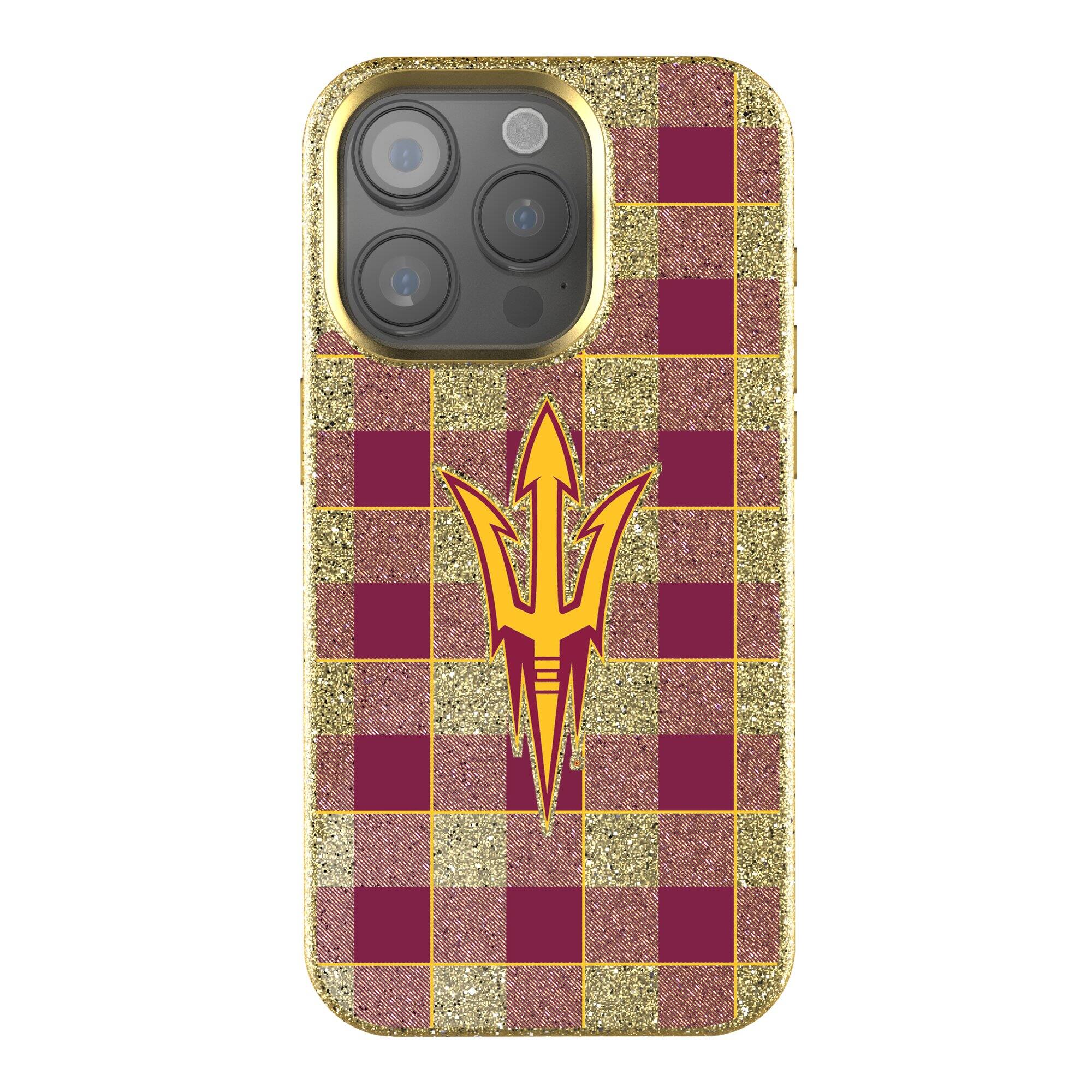 Keyscaper NCAA Arizona State Sun Devils Plaid Bling iPhone Case 14 Gold ...