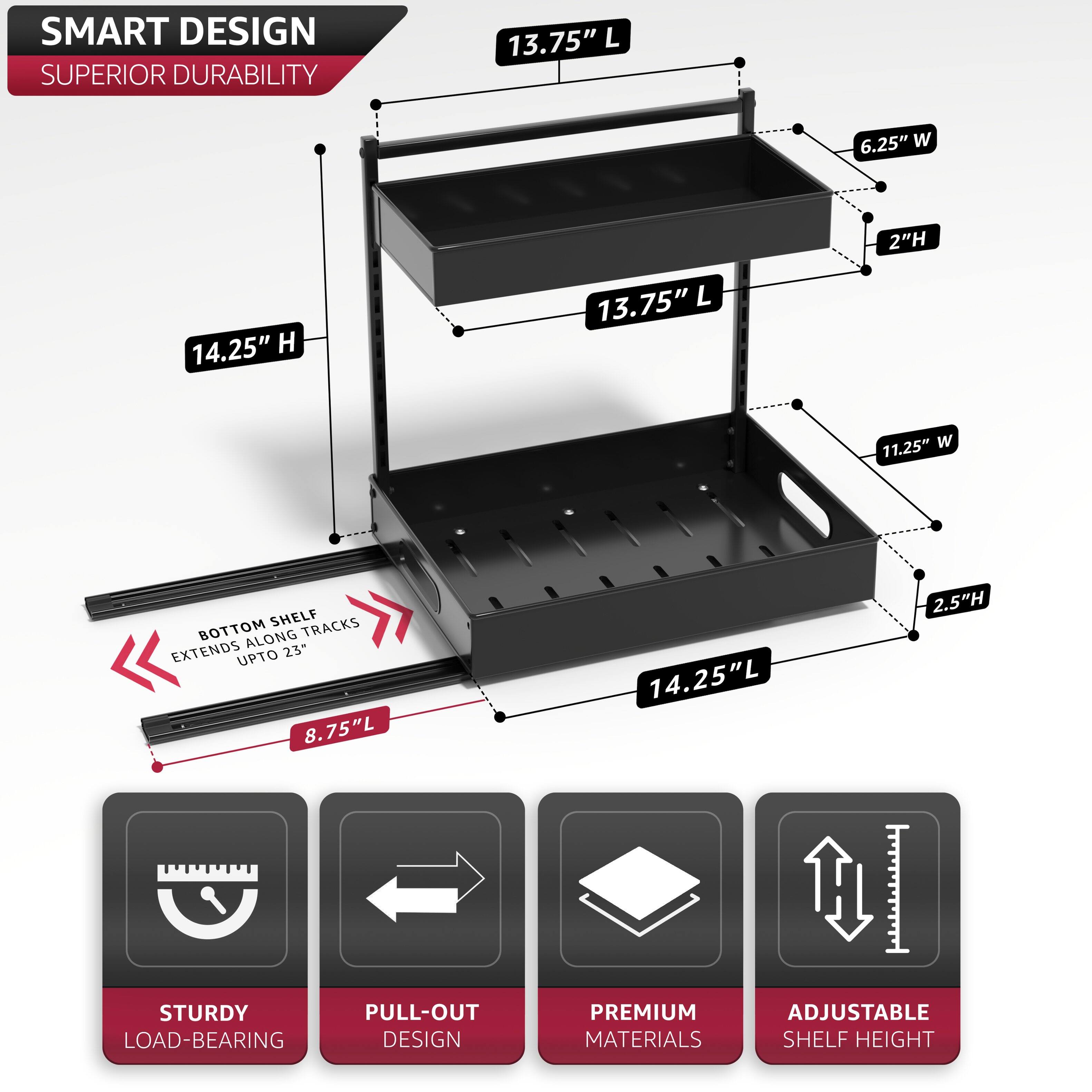 Sorbus 2 Pack 2 Tier Pull Out Under Sink Organizer and Adhesive Tape ...