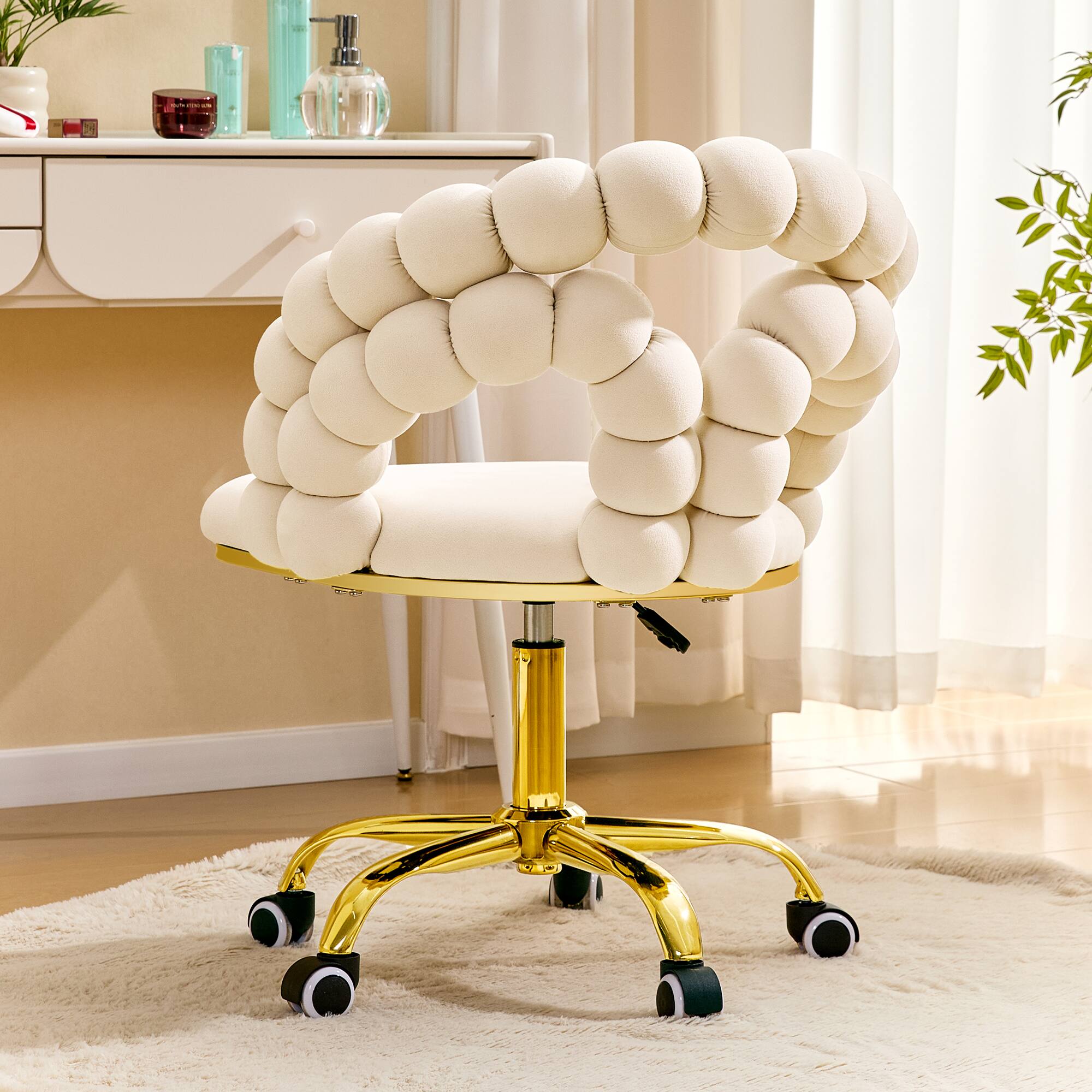 Loheer Loheer Velvet Desk Chair Adjustable Swivel Office Chair with ...