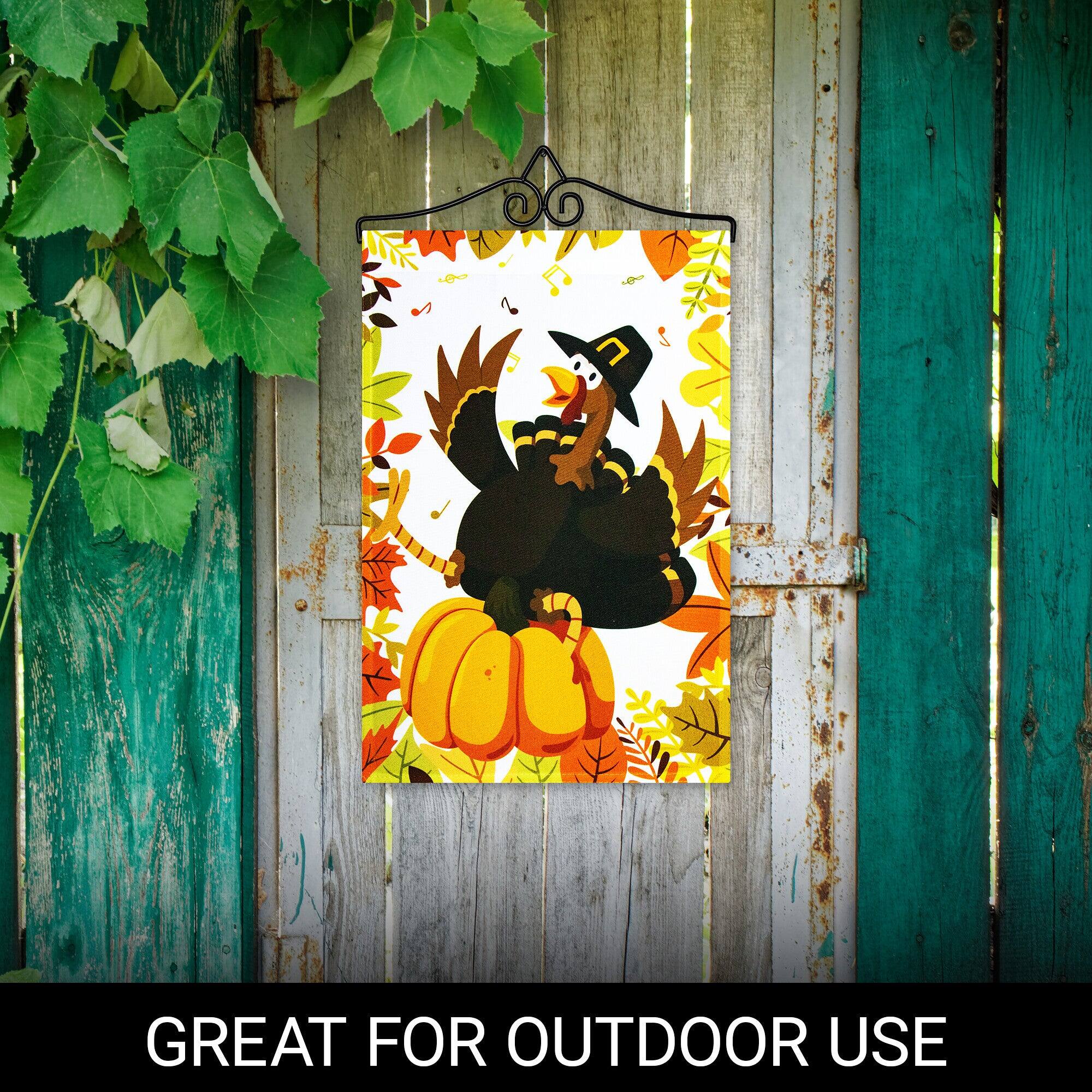 G128 Combo Garden Flag Hanger 14.2 in with 12x18 in Pilgrim Turkey and ...