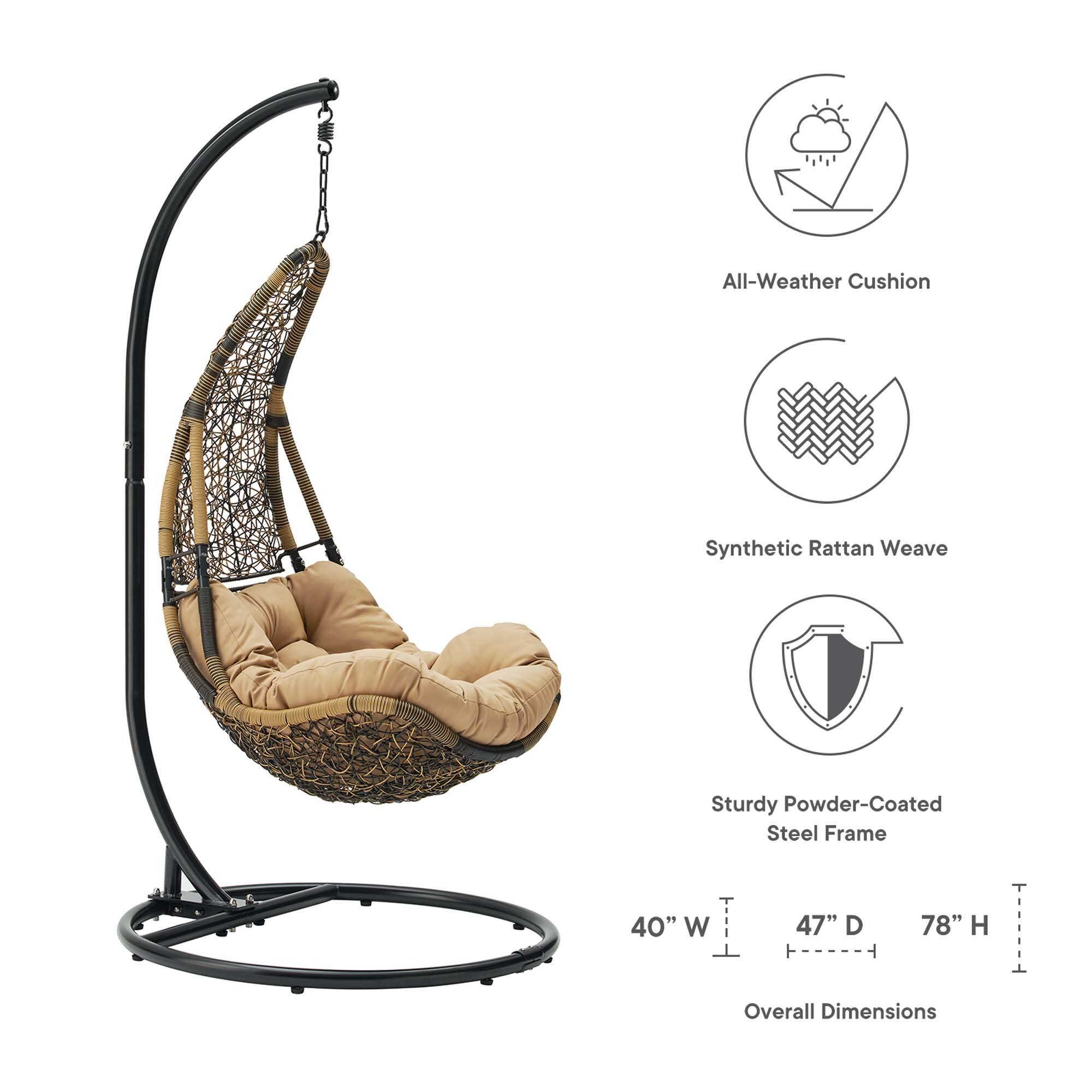 Abate Wicker Rattan Outdoor Patio Swing Chair by Modway Black Mocha EEI ...