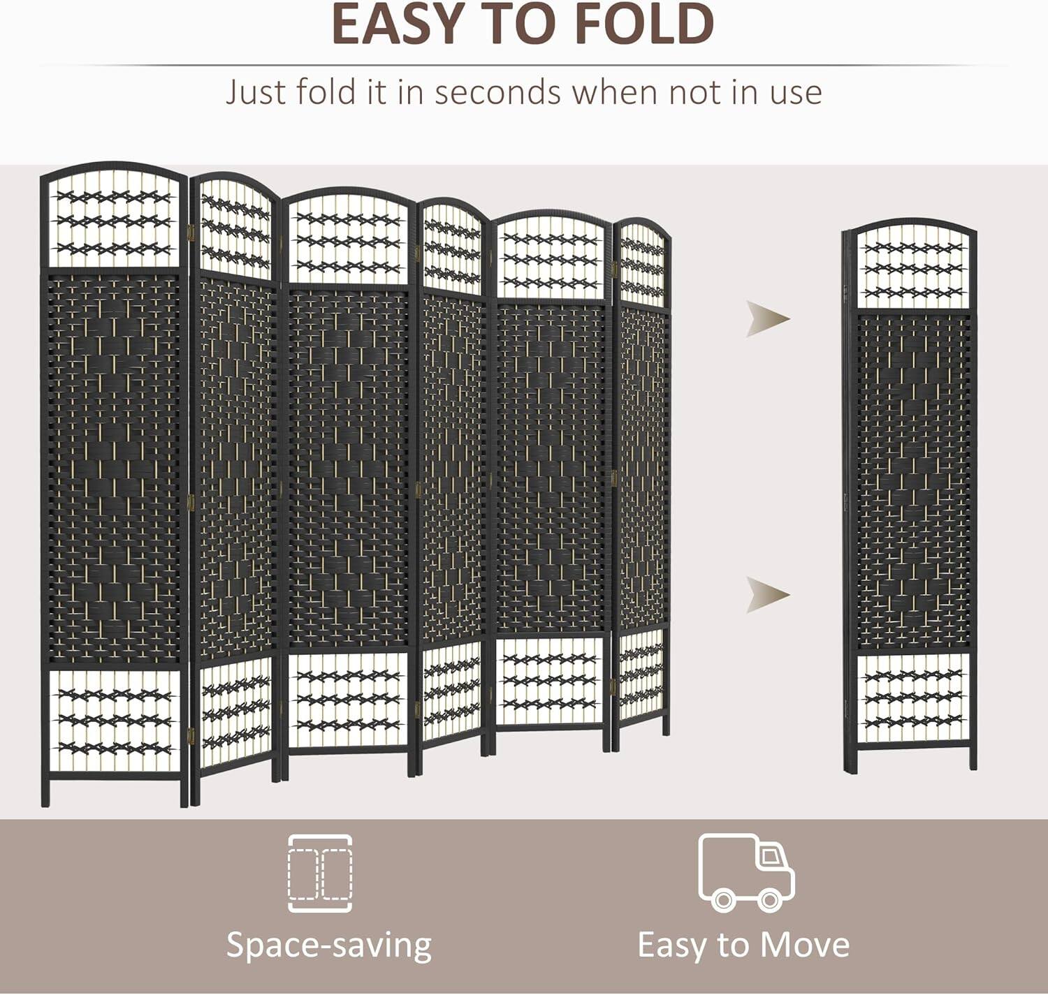 MOOSOO 6 Panel Room Divider, Folding Privacy Screen, 5.6' Room ...