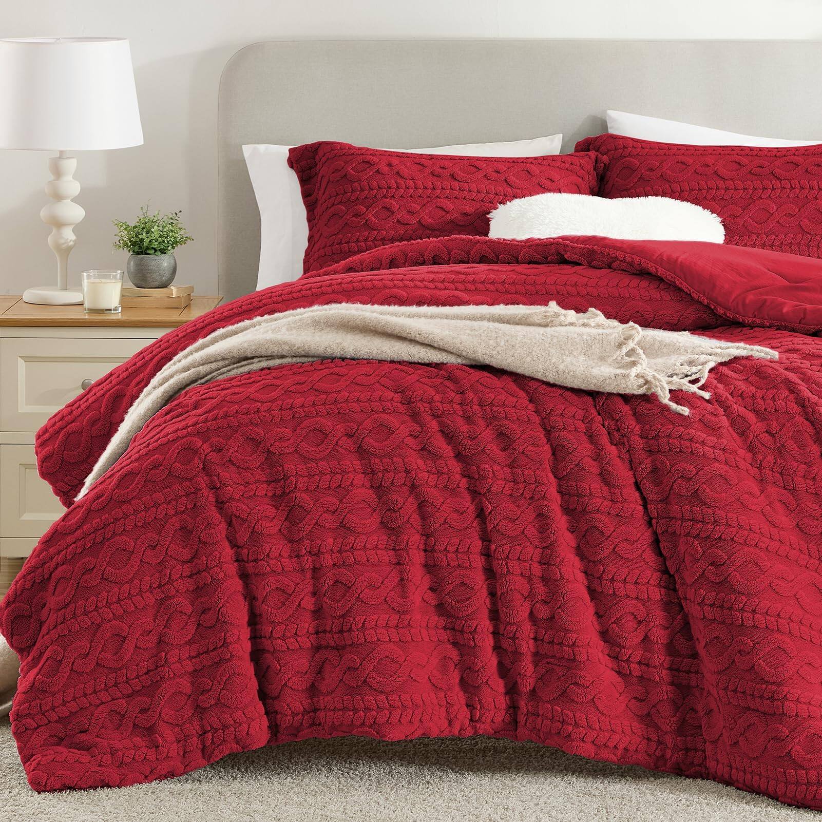 Paradigms Interiors Fluffy Comforter Set Size Warm Fleece Bed For ...