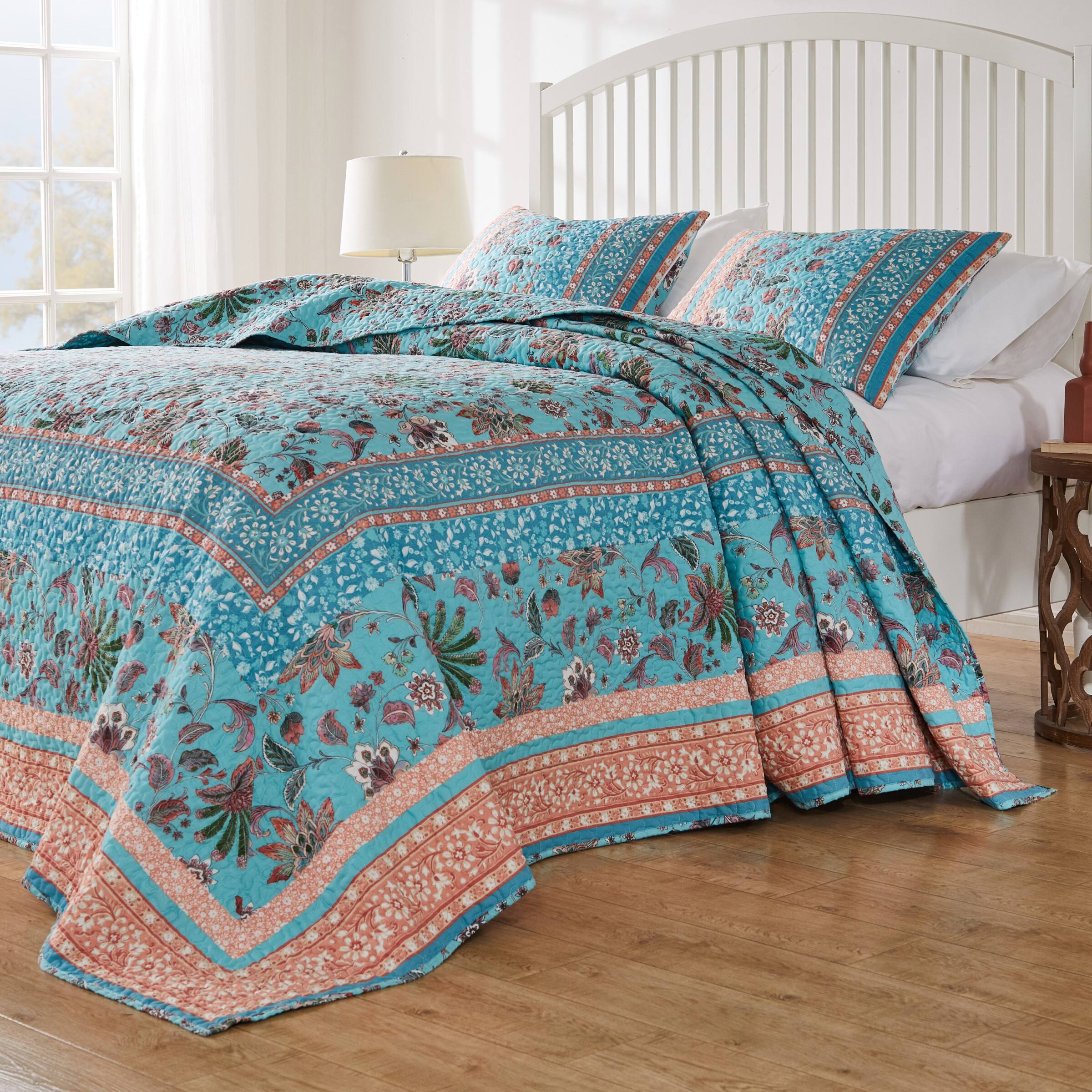 BreeBe Audrey Bedspread Set 3 Piece King/Cal King Turquoise GL-2011AJSK ...