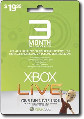Best Buy: Microsoft Xbox Live 3-Month Gold Subscription Card XBOX 3 MONT