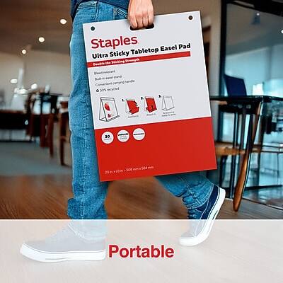 Staples Ultra Sticky Tabletop Easel Pad, 20" x 23", 20 Sheets/Pad ...