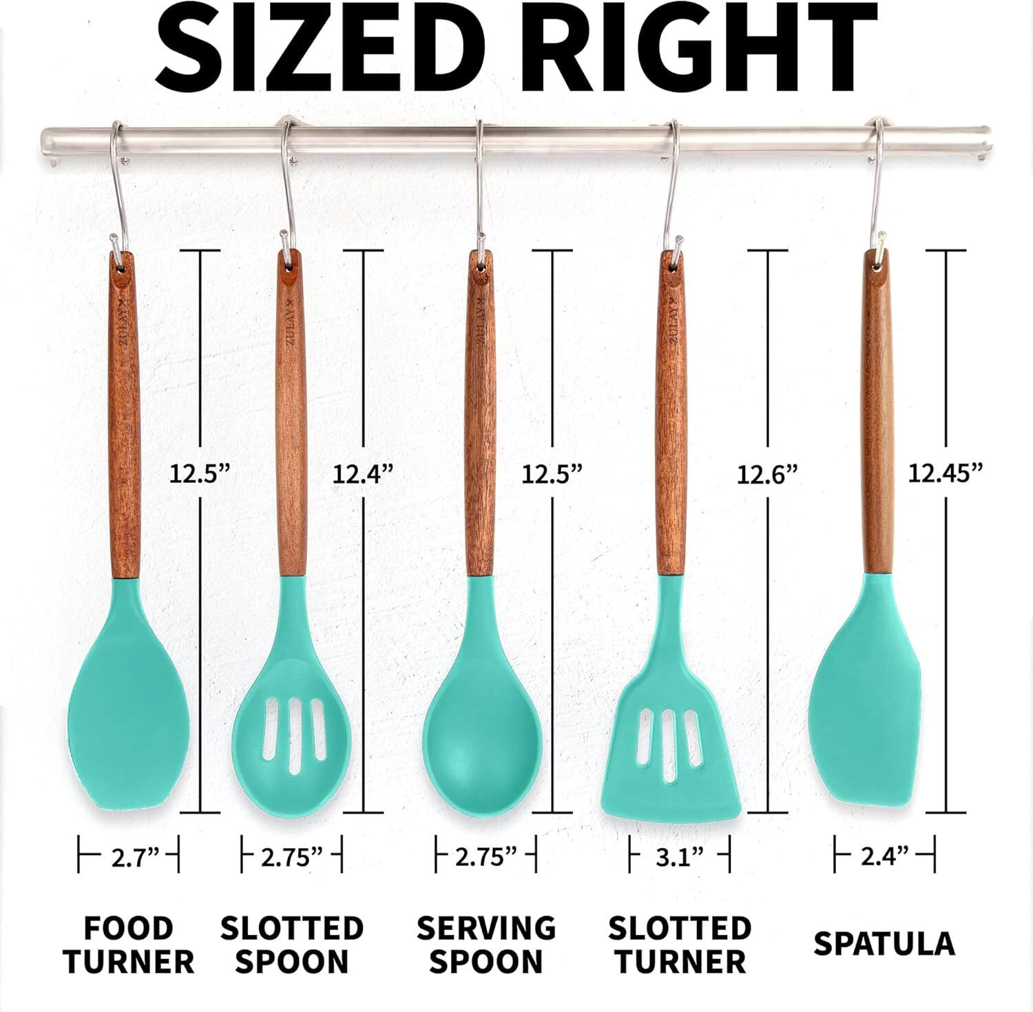 Zulay Kitchen 5 Piece Non Stick Cooking Utensils Set with Authentic ...