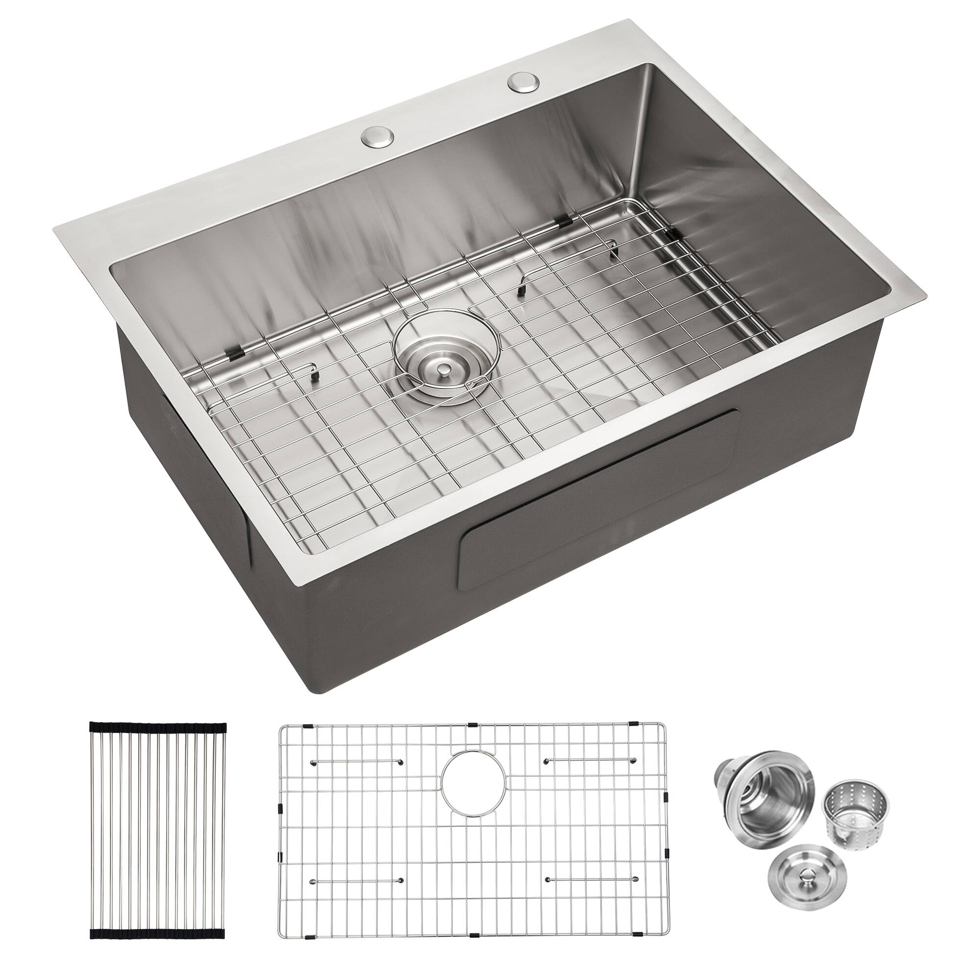 APRILSOUL 30 x 22 x 10 inch Kitchen Sink Drop In 16 Gauge Stainless ...