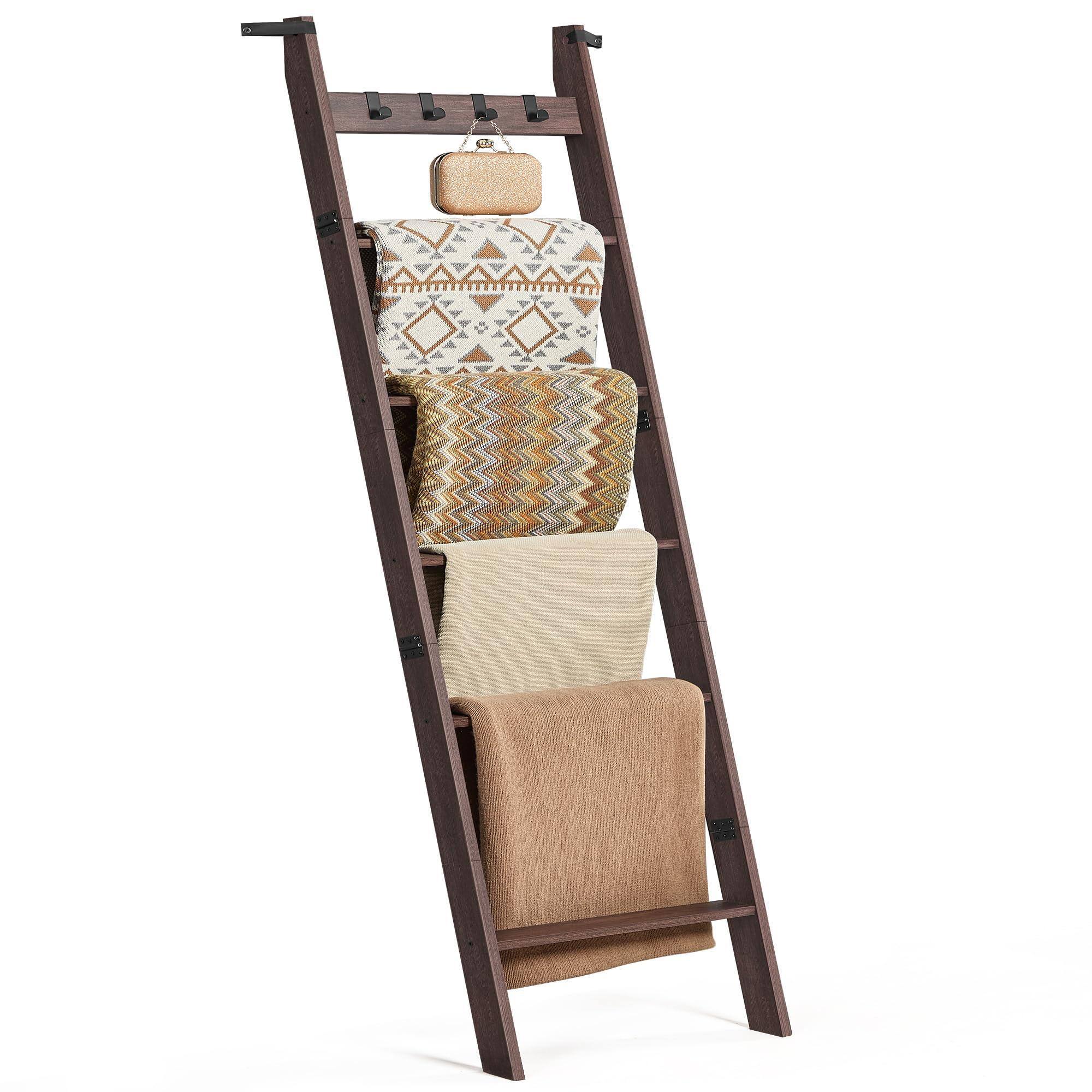 Hirose Alice Blanket Ladder Shelf 5 tier Rack For Storage And Decor ...