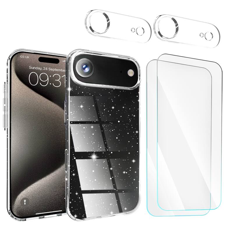 Entronix 5 in 1 Bundle for iPhone 17 Air Glitter Case with Screen ...