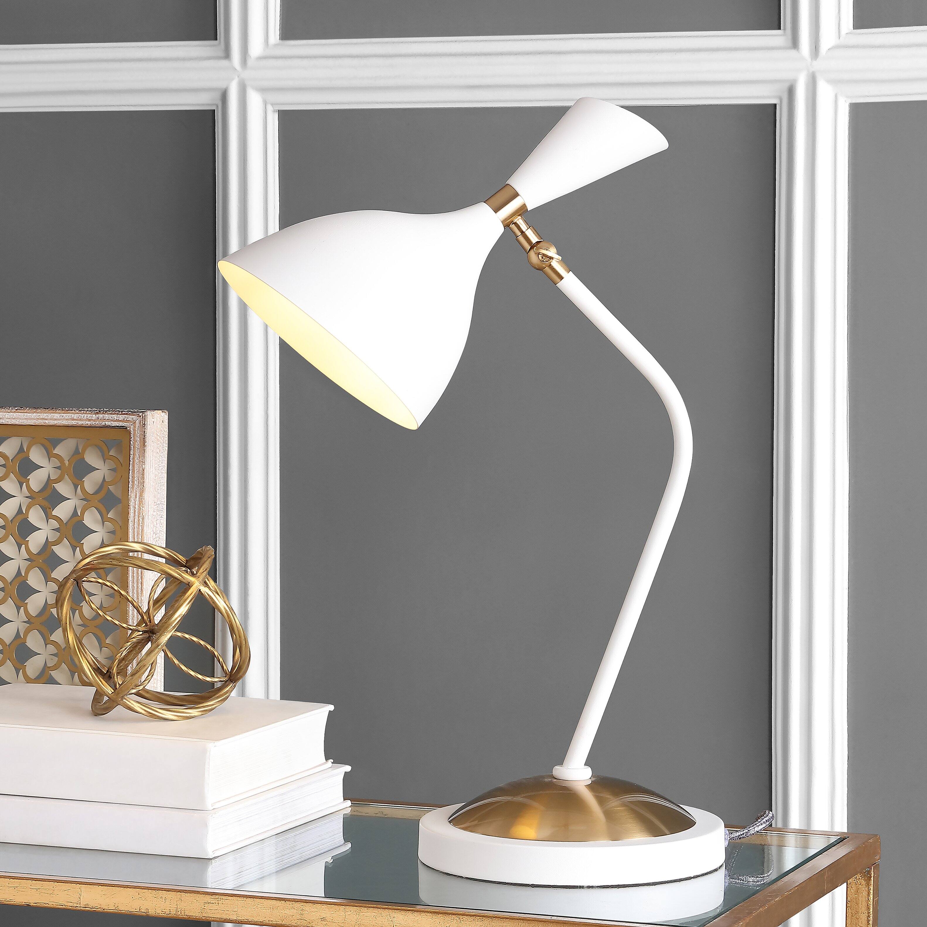 Jonathan Y Albert 21.5" Iron Retro Mid Century LED Table Lamp, White ...