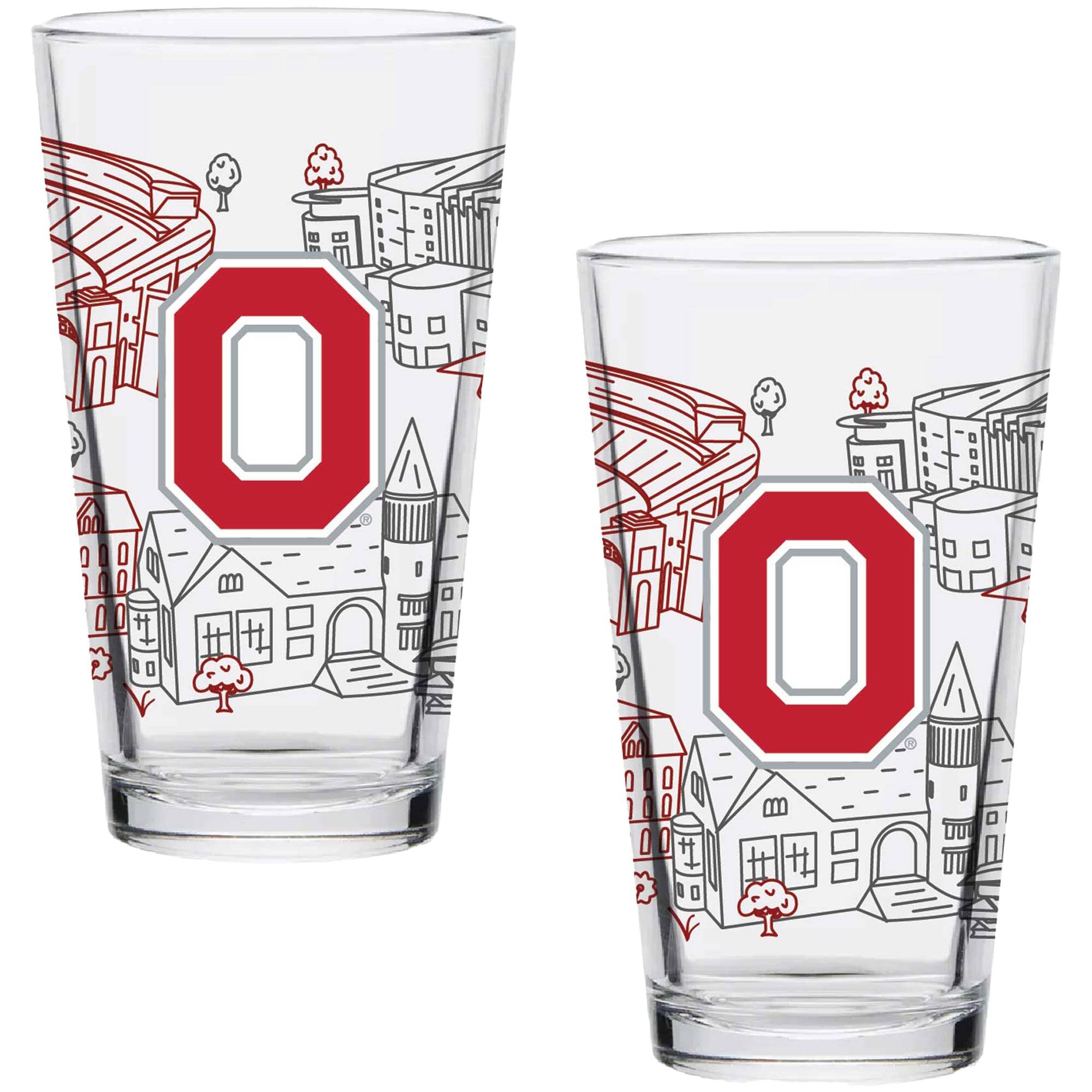 Indigo Falls Ohio State Buckeyes Two Pack 16oz. Campus Line Art Pint Glass Set Multicolor ...