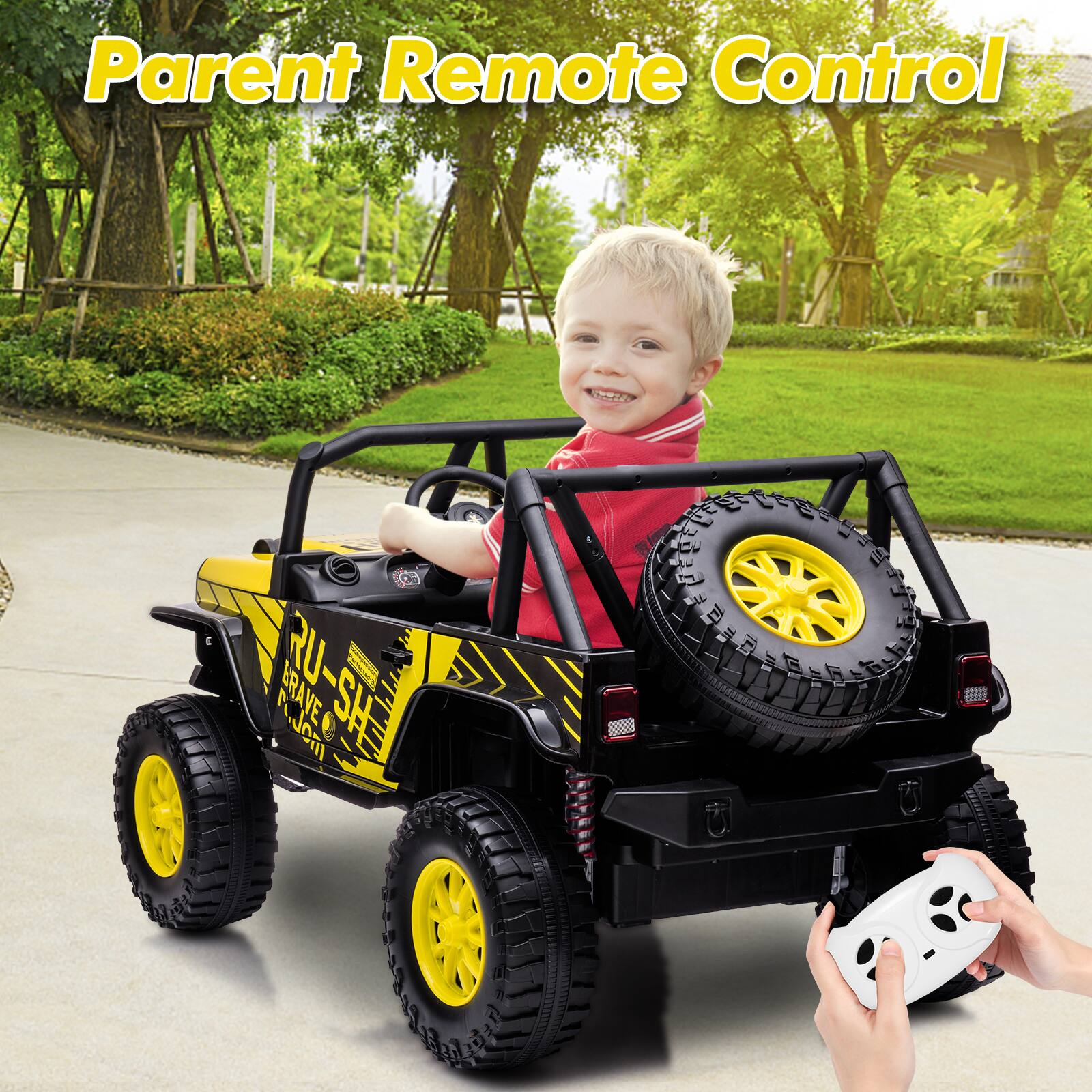 Acekool 24V Two Seater Ride On Car for Kids, Remote Control, LED Lights ...