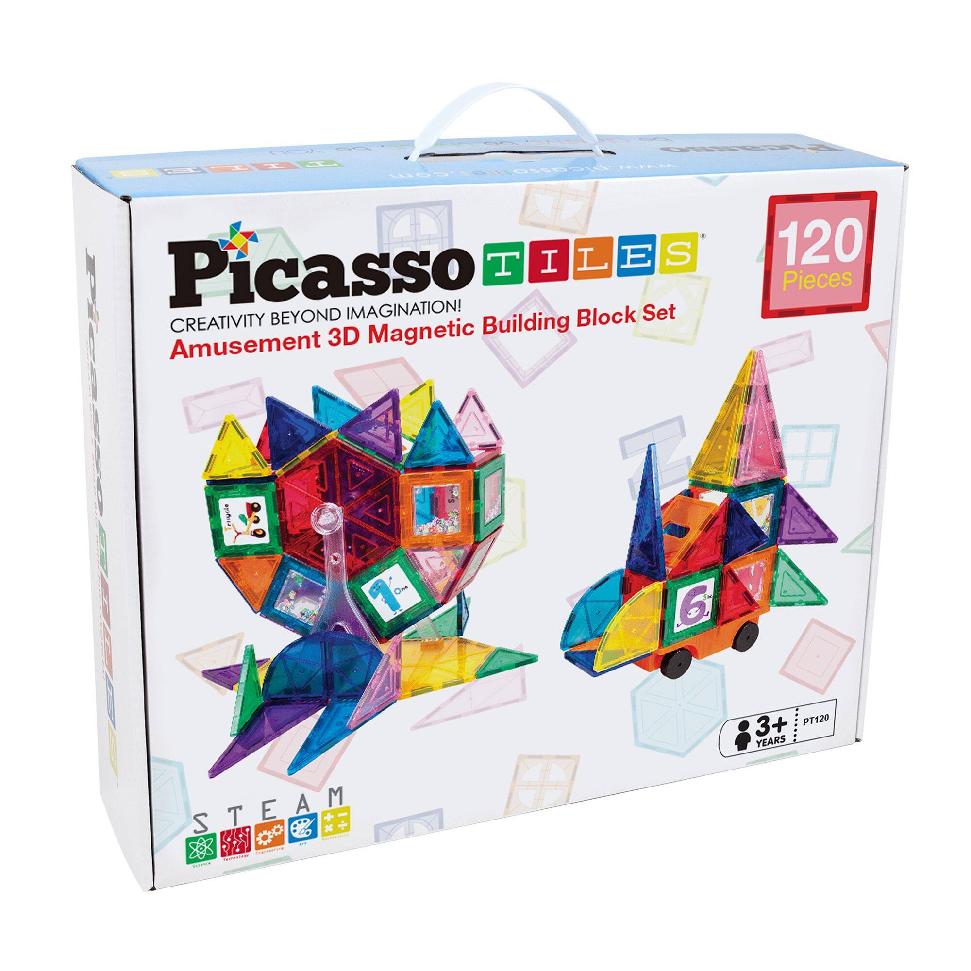 PicassoTiles PICASSO TILES 120PCS Magnetic Tiles for Kids – STEM ...