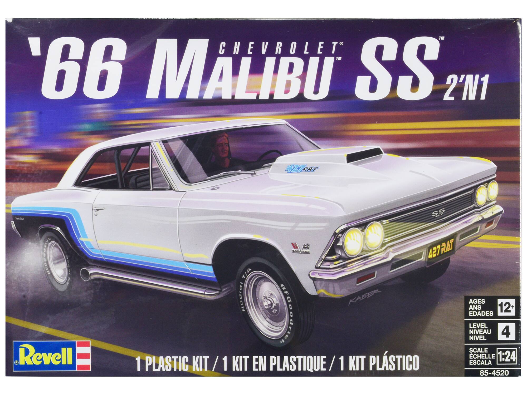 Level 4 Model Kit 1966 Chevrolet Malibu SS 2 in 1 Kit 1/24 Scale Model ...