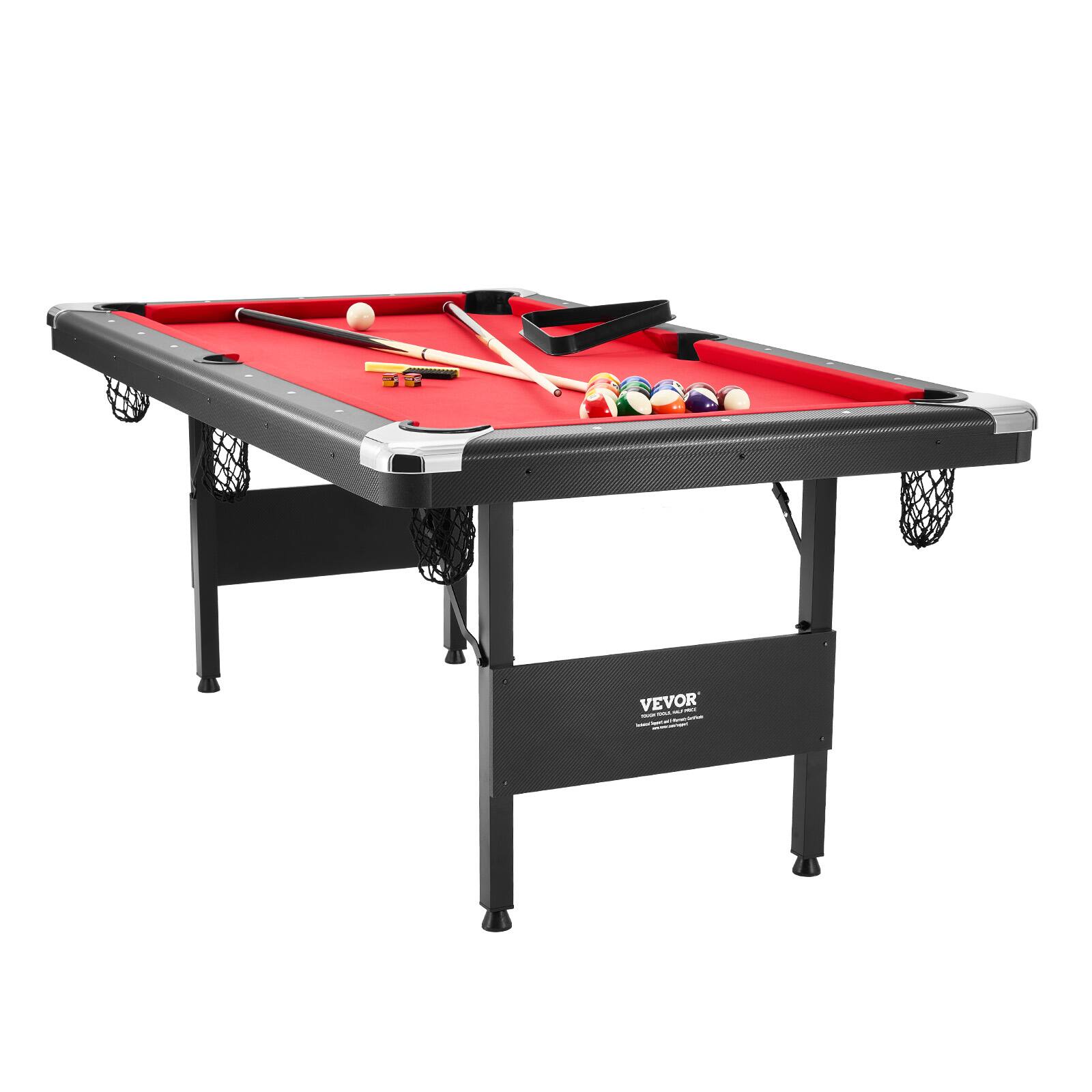 VEVOR Billiards Table, 6.3 ft Pool Table, Portable Foldable Space ...